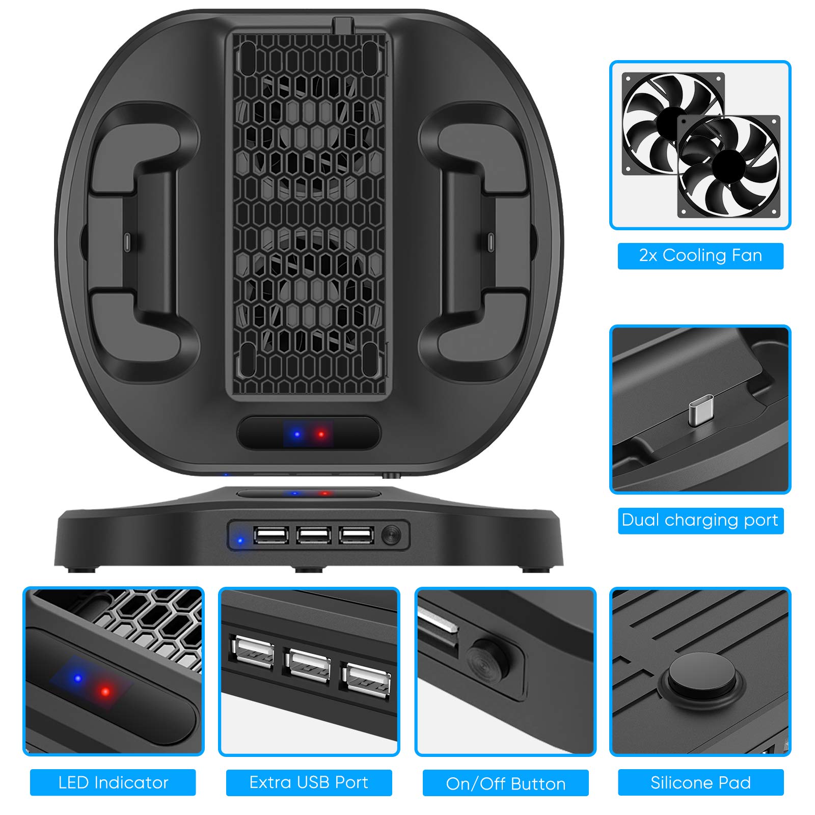 Vertical Cooling Stand Compatible with Xbox Series S, YUANHOT Charging Station Dock with Dual Controller Charger Ports and Cooler System (Only Compatible with Xbox Series S)