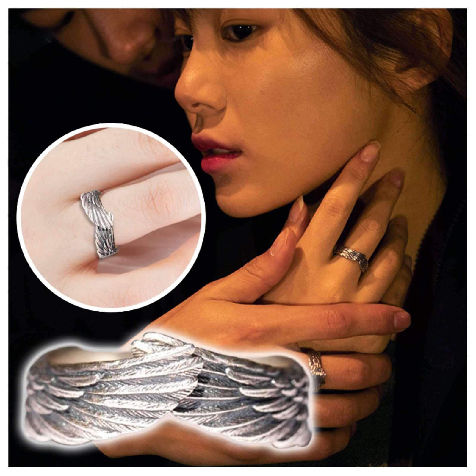 Women Aesthetic Stacking Rings Vintage Wing Opening Shape Gift Ring Ring Ring Ring Big Peacock Shape Diamond RingDiamond