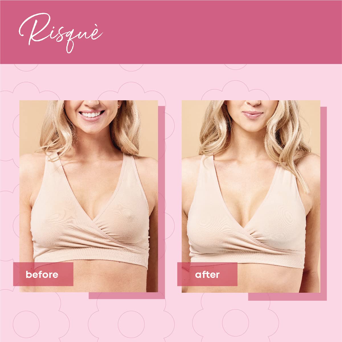 Risqué Silicone Bra Inserts | Breast Lift Insert Pads | Breast Enhancers for Swimsuit Bathing Suit Dresses | Waterproof