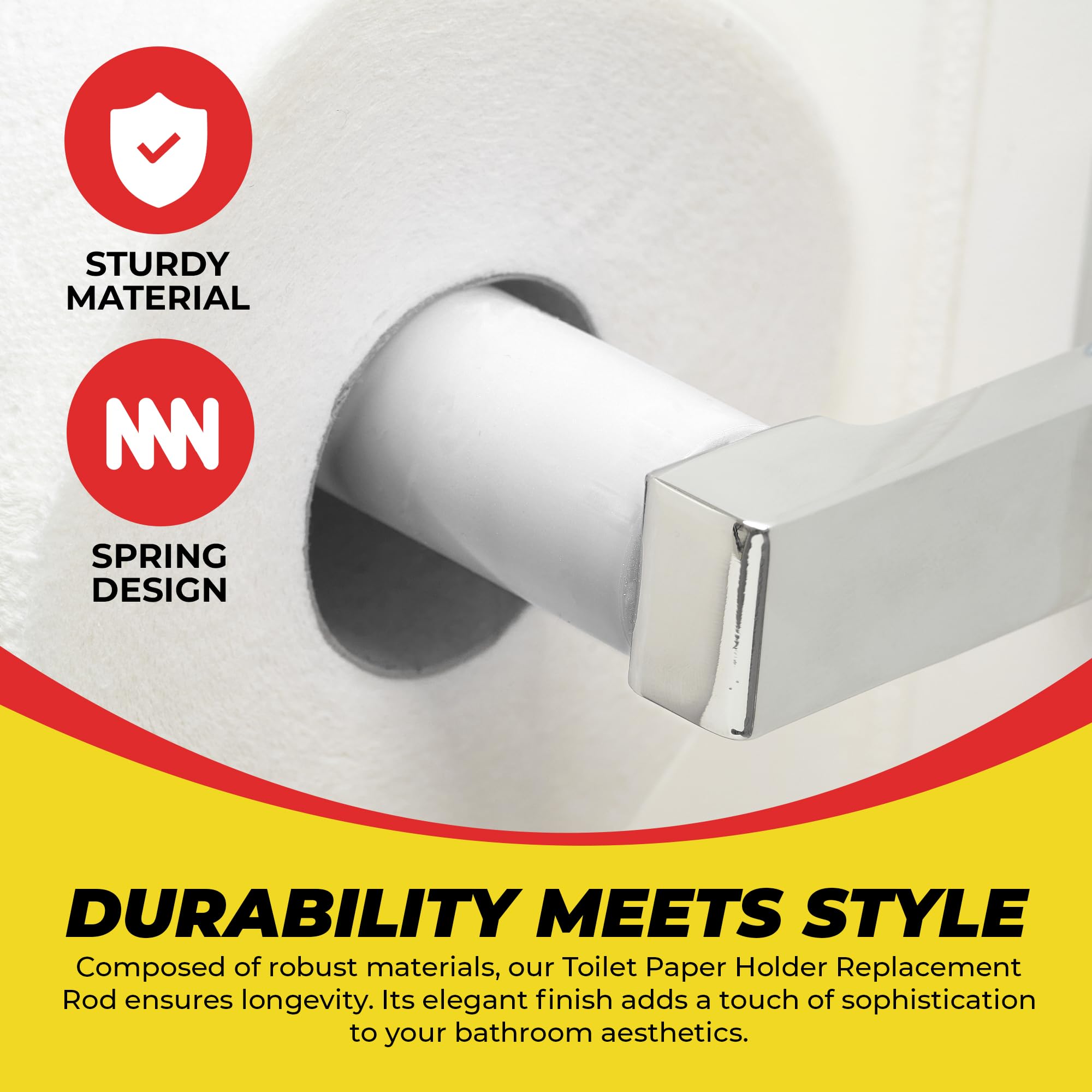 Qualihome White Universal Plastic Spring Loaded Toilet Paper Roll Holder Replacement Rod, White Toilet Paper Roll Replacement Rod