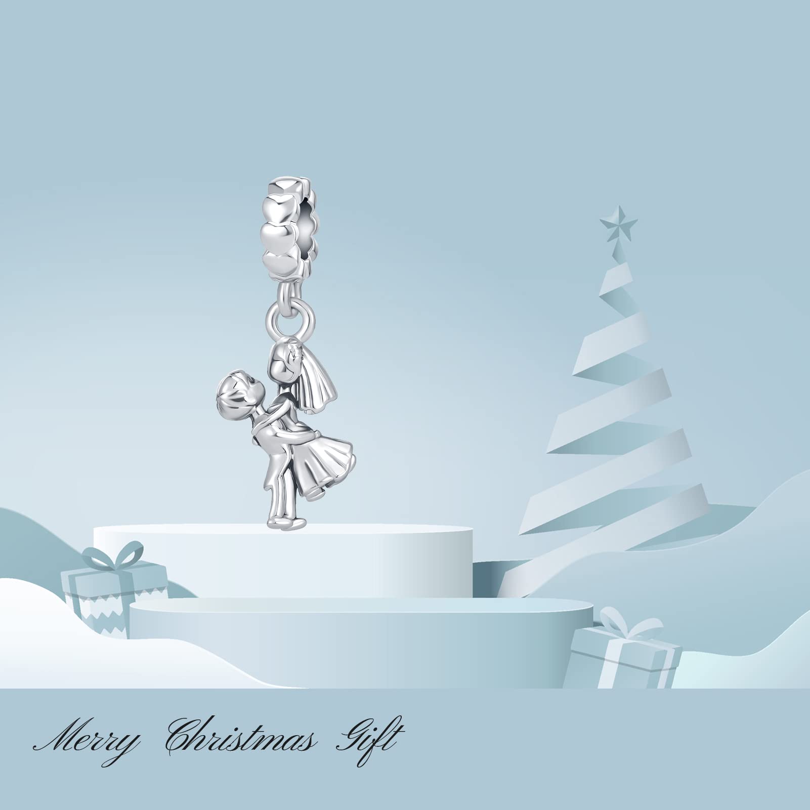 YSAHan Marriage Wedding Charm Mr. &Mrs. Bridal Bride & Groom Charm Bead fit European Bracelets, Silver, (Aut-26_Wedding)