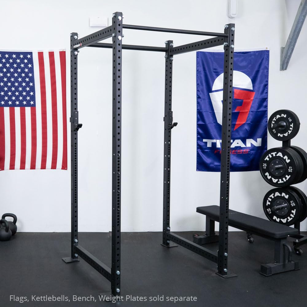 Titan Fitness T-3 Series Black Tall Power Rack, 36in Depth, 1,100 LB Capacity Cage for Weightlifting and Strength Training