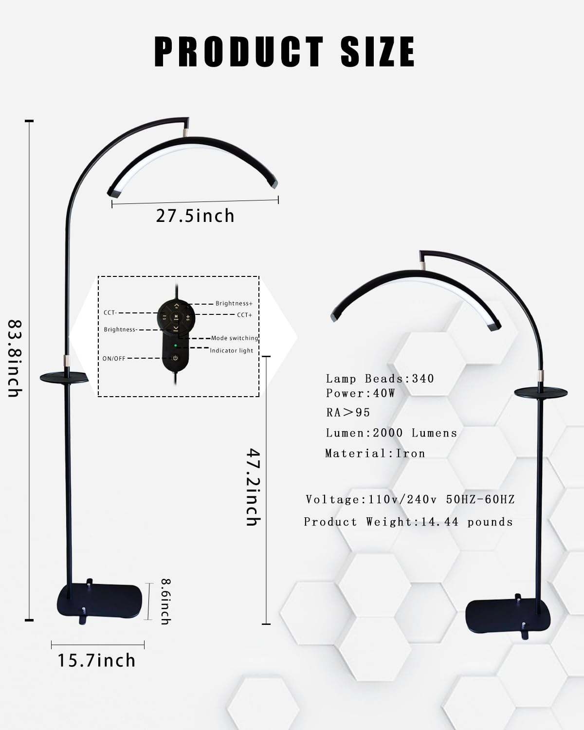 Xubialo Lash Light Lamp for Eyelash Extensions - Half Moon Lash Tech Light with Storage Tray - Adjustable Brightness & Height - Ideal for Tattoo Artists Nail Lash Tech