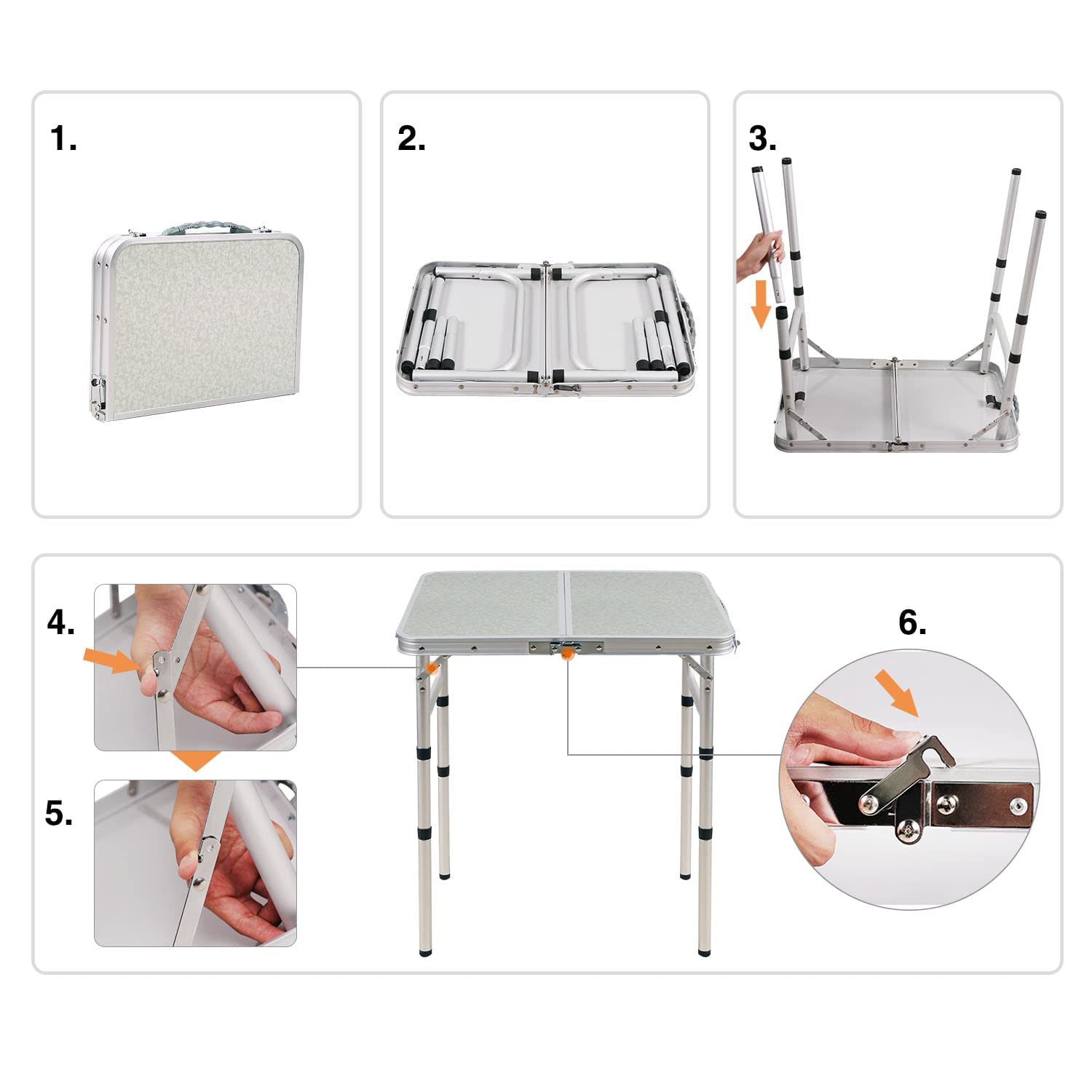 Varbucamp Folding Camping Table, 24''x16'' Aluminum Portable Small Folding Table Camp Table Adjustable Height for Outdoor Camp Picnic Cooking, 2 Heights
