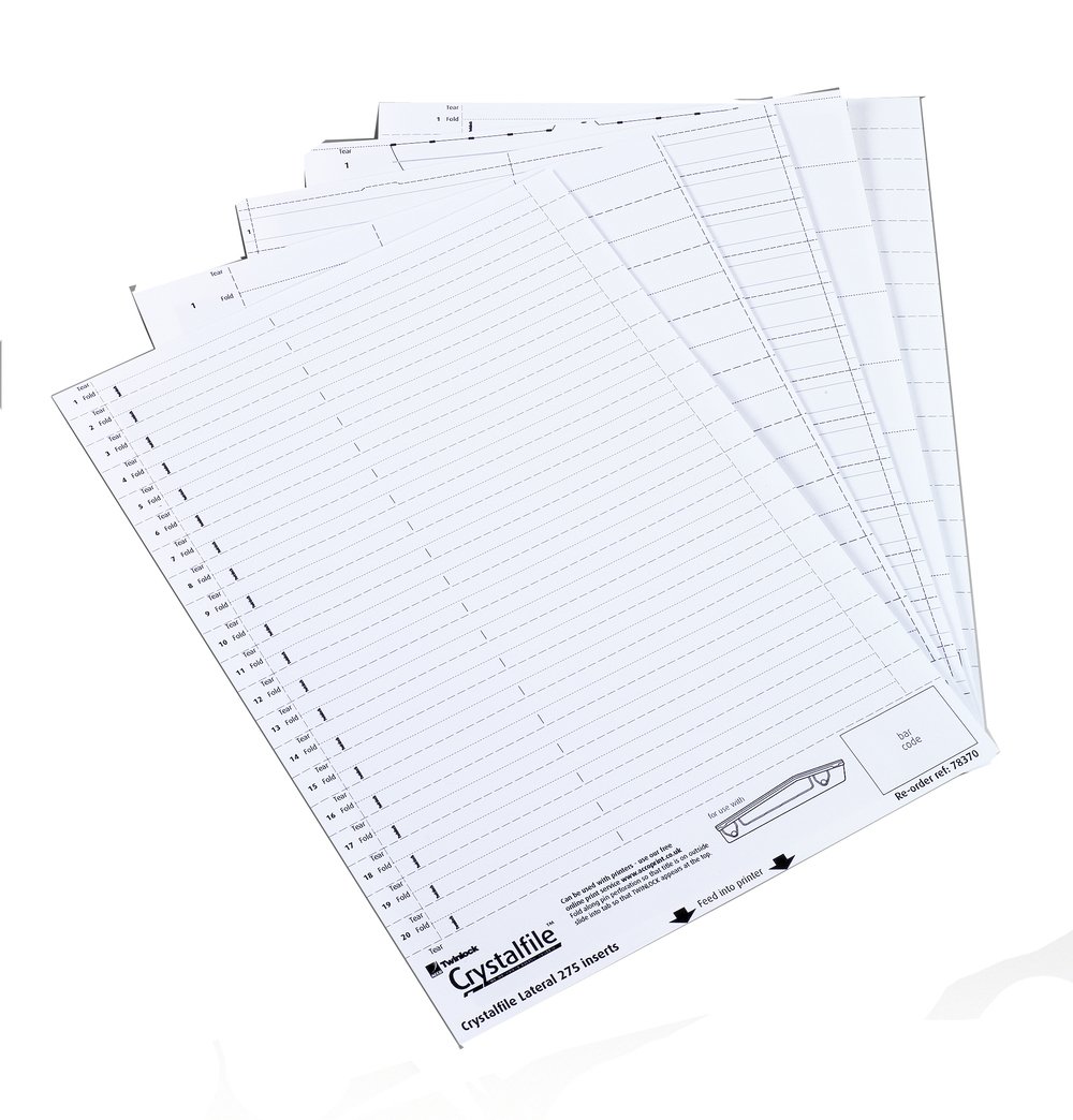 Rexel Printable Inserts for Rexel Crystalfile Classic Suspension Files with Crystal Link tabs, White, Pack of 45, 3000039