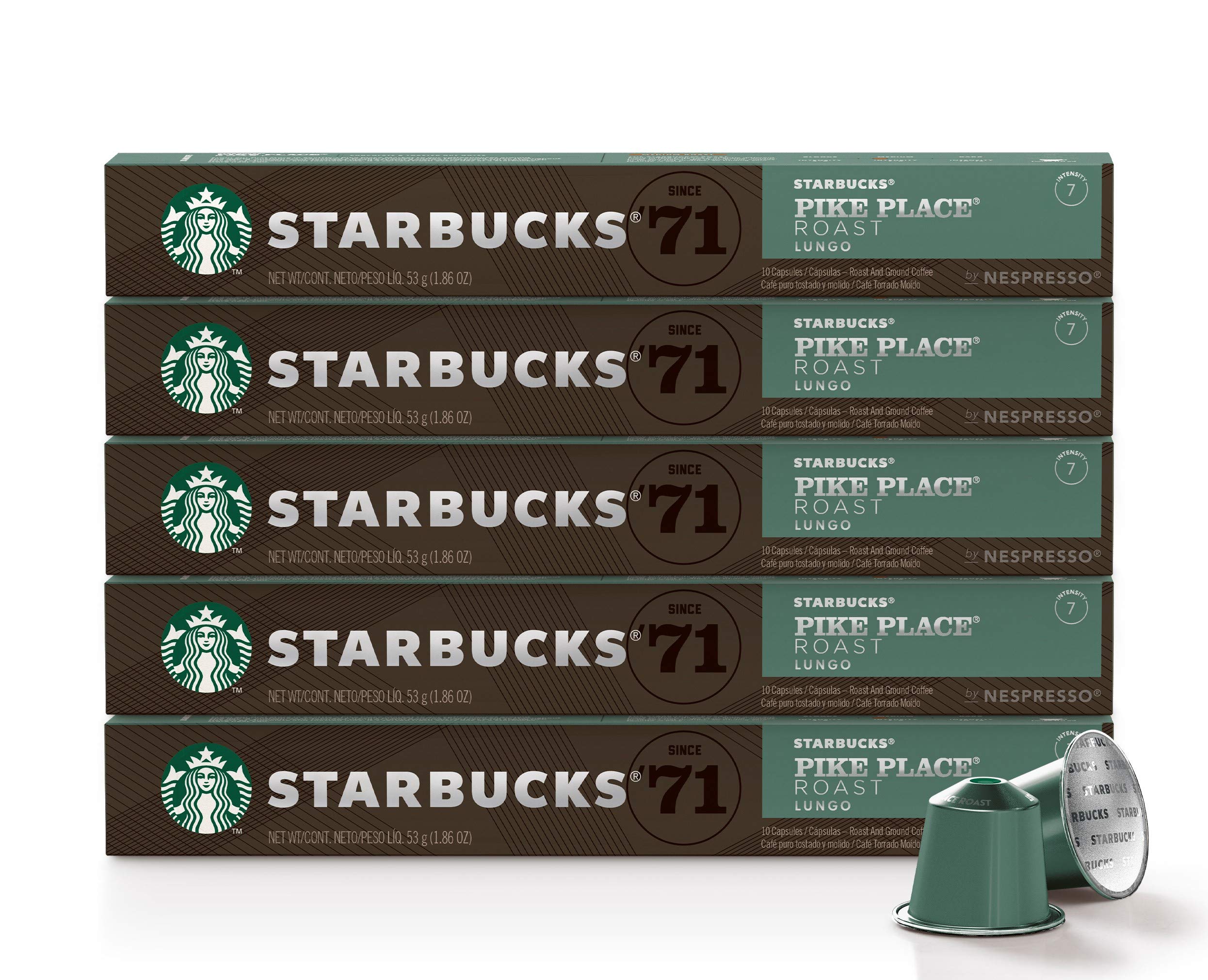 Starbucks by Nespresso Dark Roast Espresso (50-count) and Starbucks by Nespresso Medium Roast Pike Place Roast Coffee (50-count) Nespresso Capsules