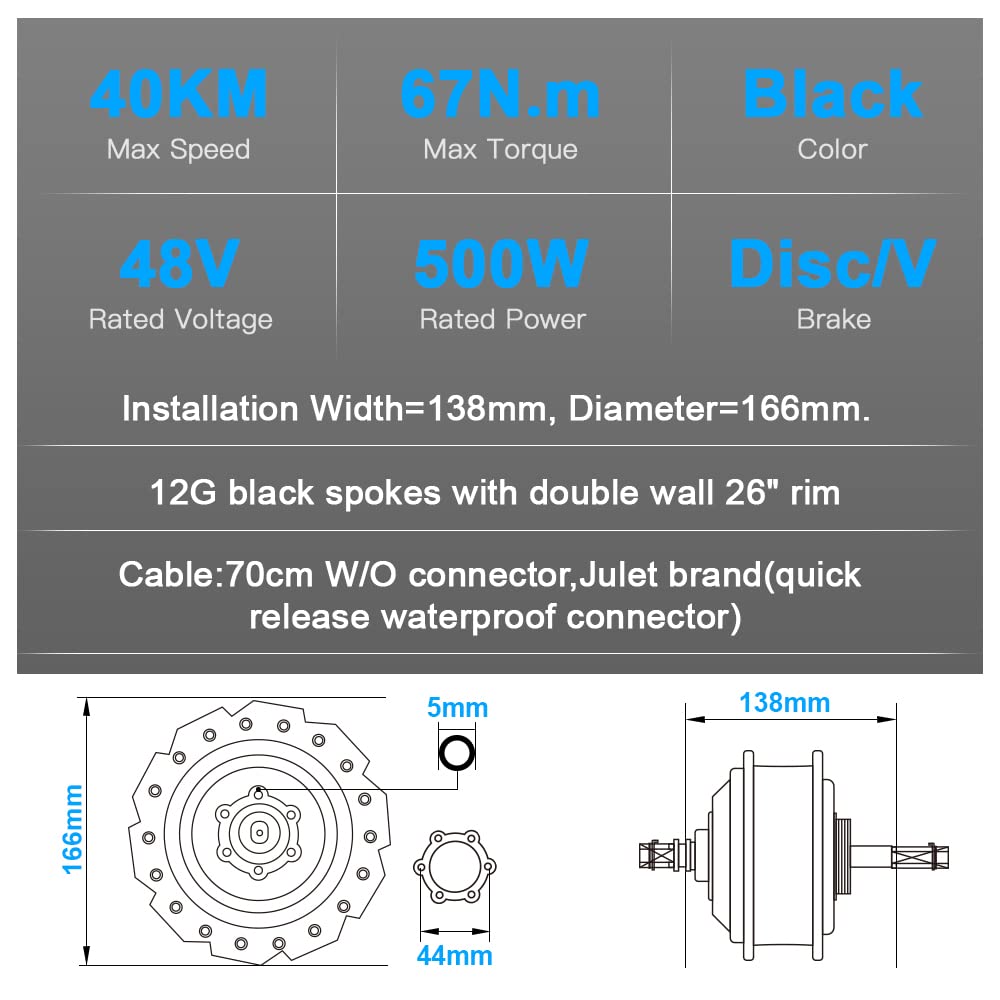 YS YOSE POWER 26 inch e-Bike Conversion kit 48V500W Rear Motor with 48V13Ah Lithium Battery Screwed brushless Motor Integrated Controller LED Display Pedal Sensor Electric Bike hub Motor 500w