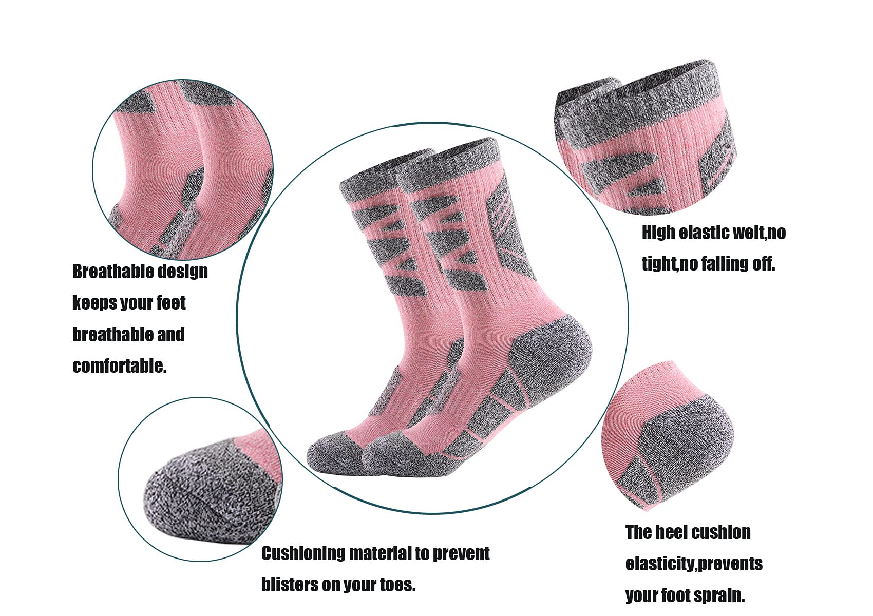YUANZU 4 Pack Women's Hiking Walking Athletics Multi Performance Cushioned Combed Cotton Socks | Moisture Wicking | Gifts for Women |