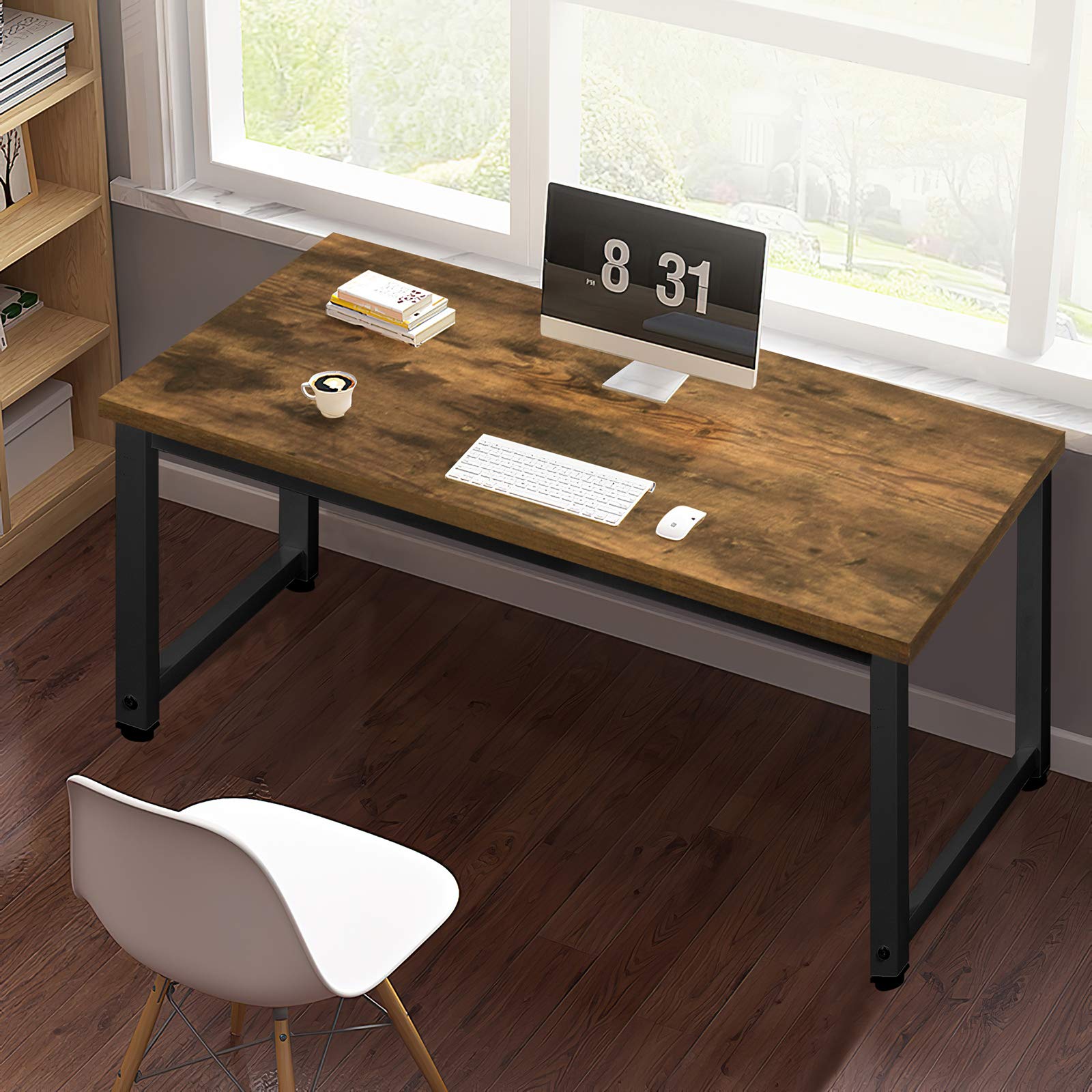 TIRI SMART Writing Desk 55 Inch Desk Office Desk for Home Office Modern Simple Style Computer Desk Laptop Study Table Office Desk Workstation Fiddle Back Figure