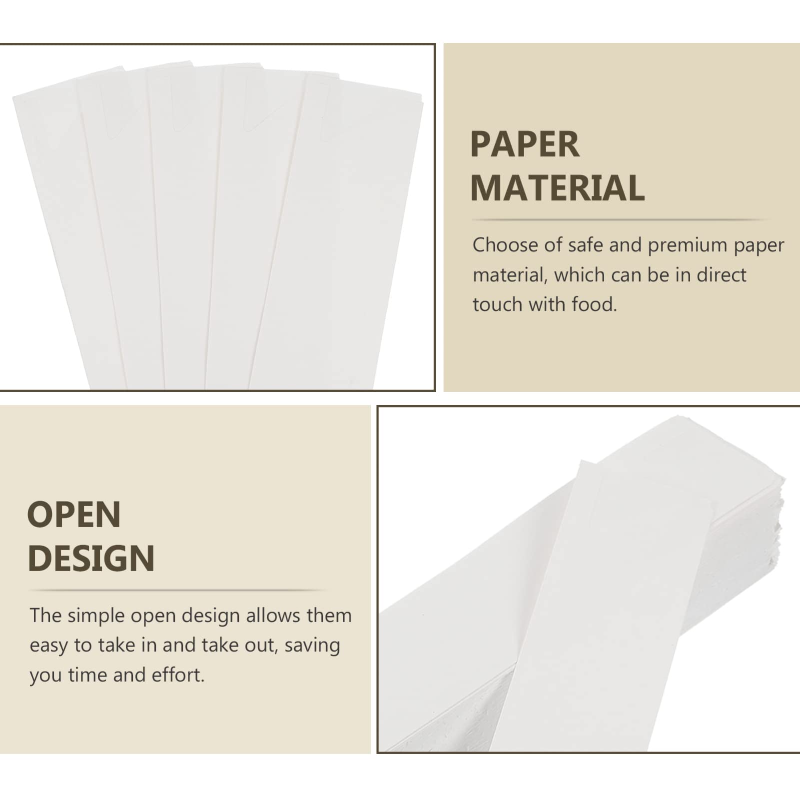 VOSAREA 100pcs Disposable Chopsticks Sleeves Paper Chopsticks Bag Cutlery Packing Bags Chopsticks Cover for Home Restaurant Hotel (18cm)