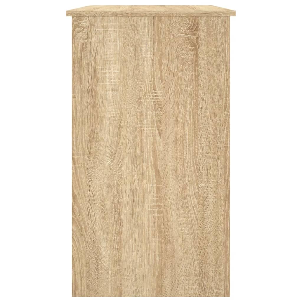 vidaXL Compact Desk with Built-in Storage Drawers– Sonoma Oak Finish Engineered Wood – Scandinavian Style - Perfect for Home Office or Study Room (35.4"x17.7"x29.9")