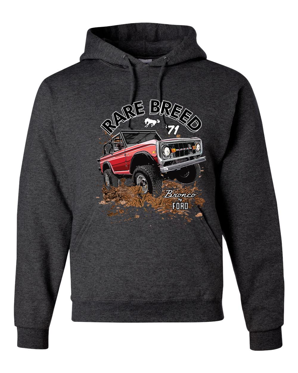 Wild Bobby Ford Rare Breed 71 Bronco Truck Classic Cars and Trucks Unisex Graphic Hoodie Sweatshirt, Heather Black, Large