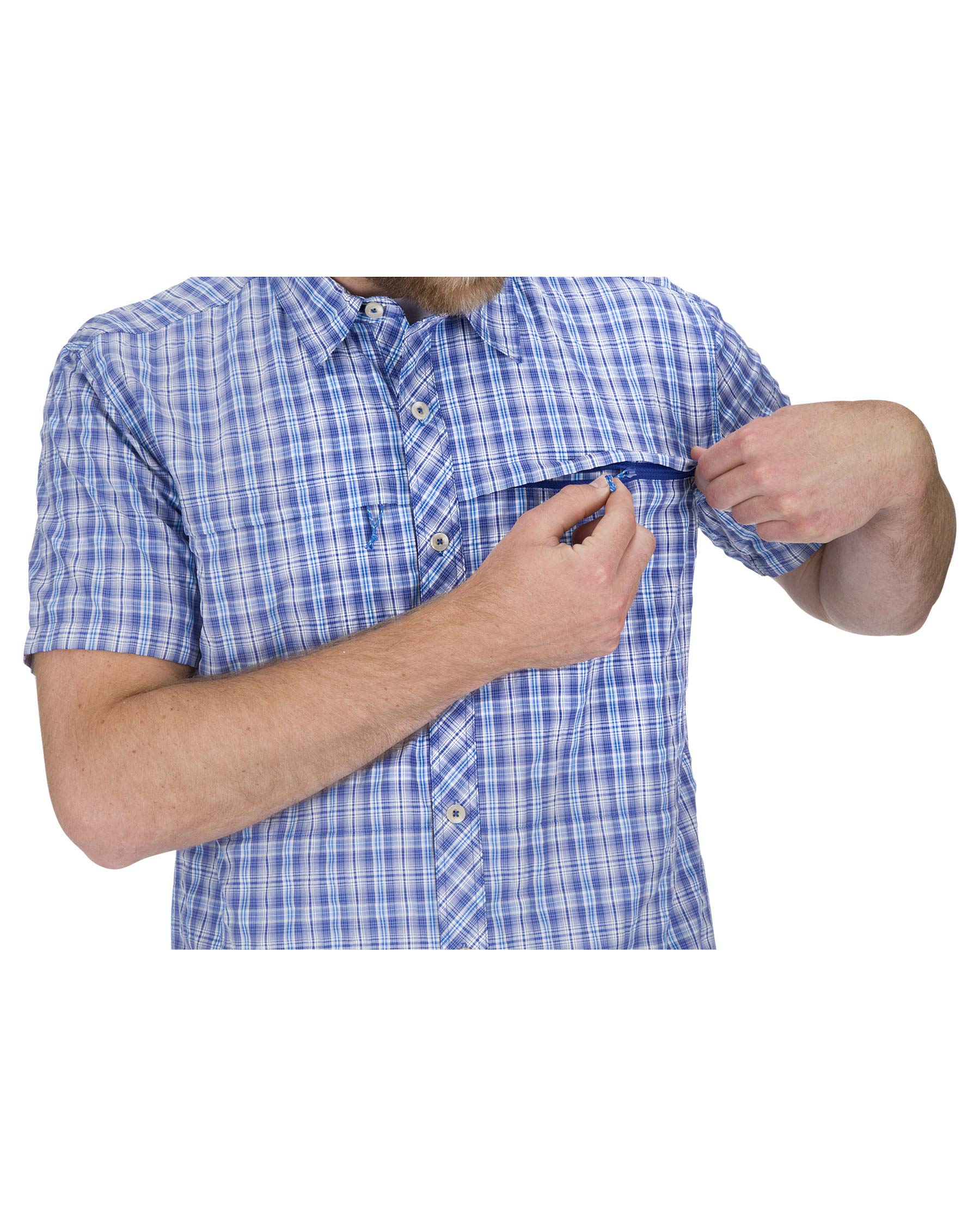Simms Men’s UPF 30+ Stone Cold Cooling Fishing Shirt, Aruba Plaid M