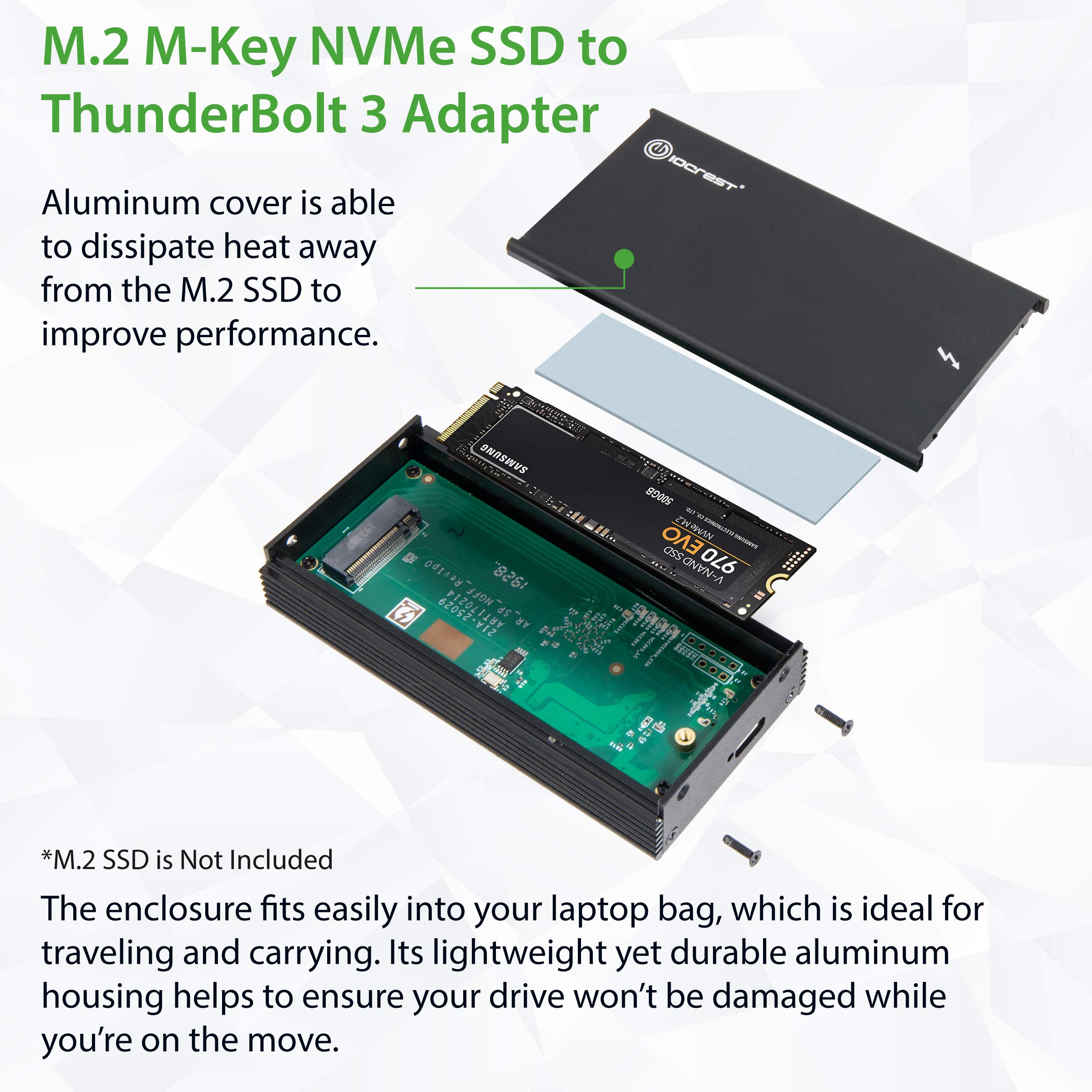 USB-C 3.1 TB3 Thunderbolt USB C M.2 M-Key NVMe 3.0 x4 Based SSD External Enclosure Supports Double Side SY-TDB40155