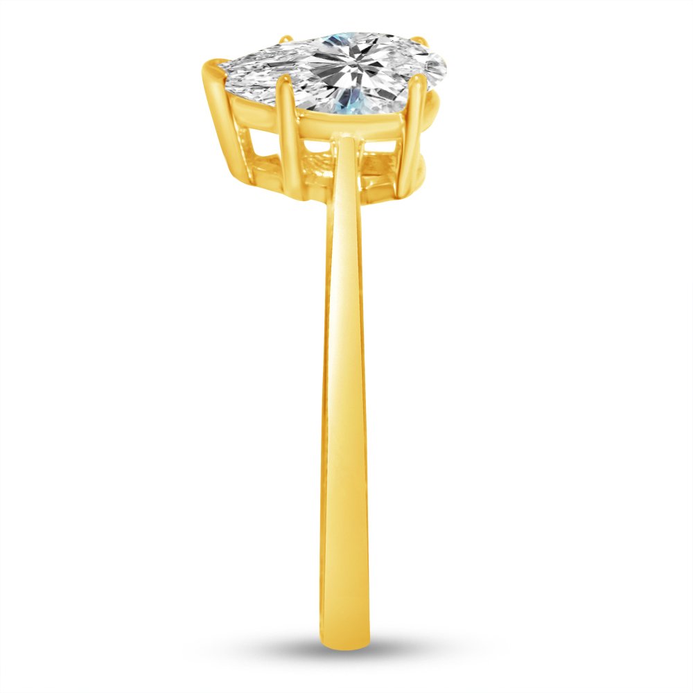Size - 7 - Solid 14k Yellow Gold Pear Cut One Single Stone Solitaire Wedding Engagement Ring CZ Cubic Zirconia 1.50ct.