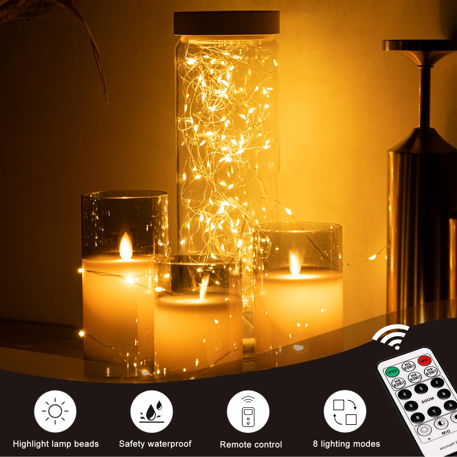 SINAMER 6PCS Fairy Lights Battery Powered with 2pcs Remote, 7ft 20 Warm White Led Changing Twinkle String Lights with Timer, Waterproof Copper Wire Firefly Starry for DIY Wedding Party Christmas