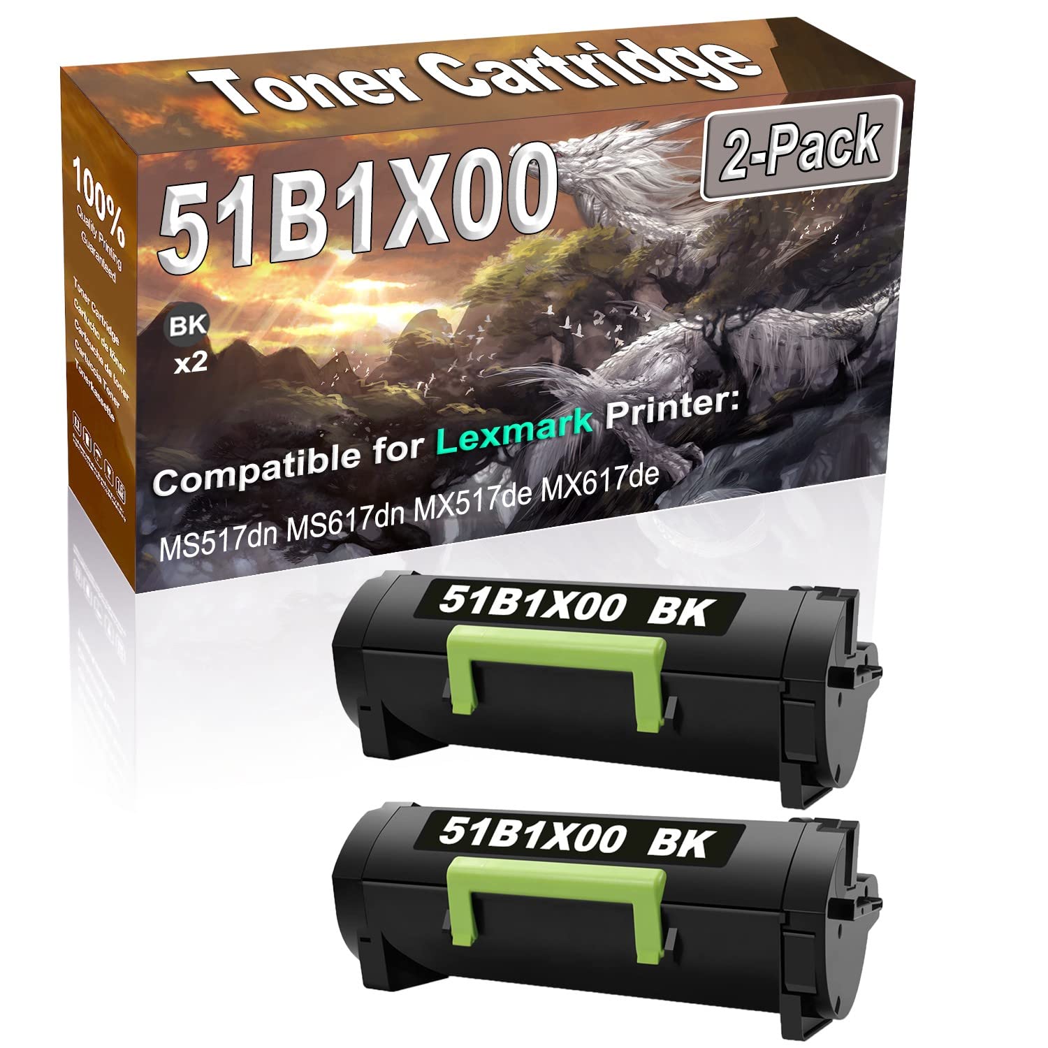 SINIYA 2-Pack Compatible High Capacity 51B1X00 Imaging Toner Cartridge Used for MS517dn MS617dn MX517de MX617de Printer (Black)