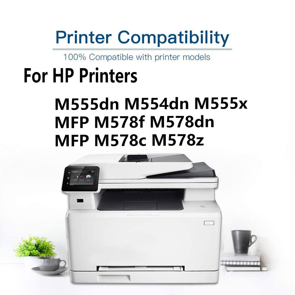 SINIYA 5-Pack (2BK+C+Y+M) Compatible M555dn M554dn M555x MFP M578f M578dn MFP M578c M578z Printer Toner Cartridge Replacement for 212A W2120A W2121A W2122A W2123A Printer Toner Cartridge