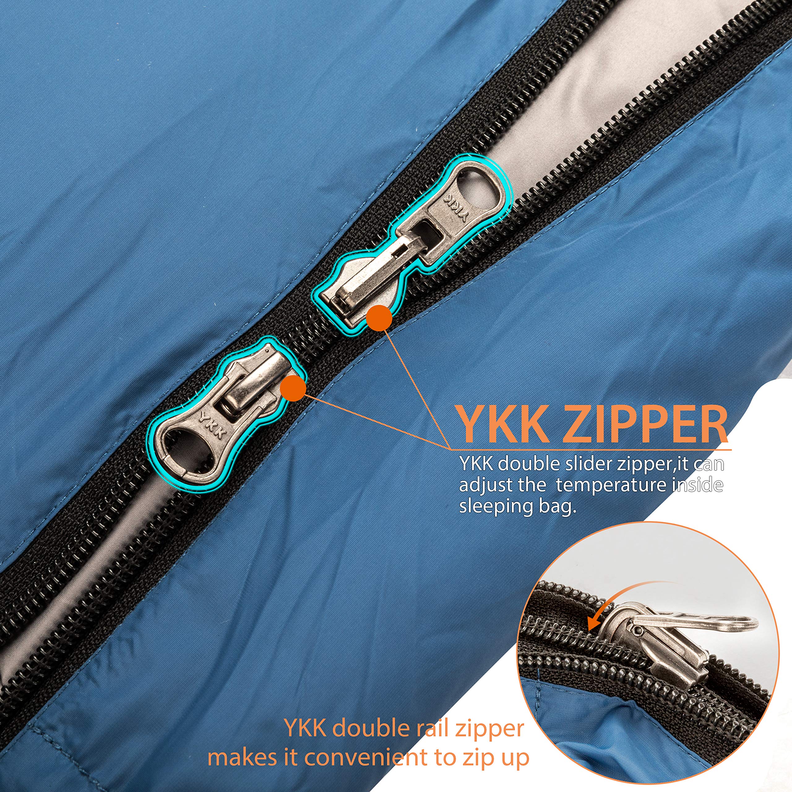 Ubon 32 °F Waterproof Envelope Sleeping Bag with Compression Sack,3 Season Lightweight Camping Sleeping Bag, Gray Blue