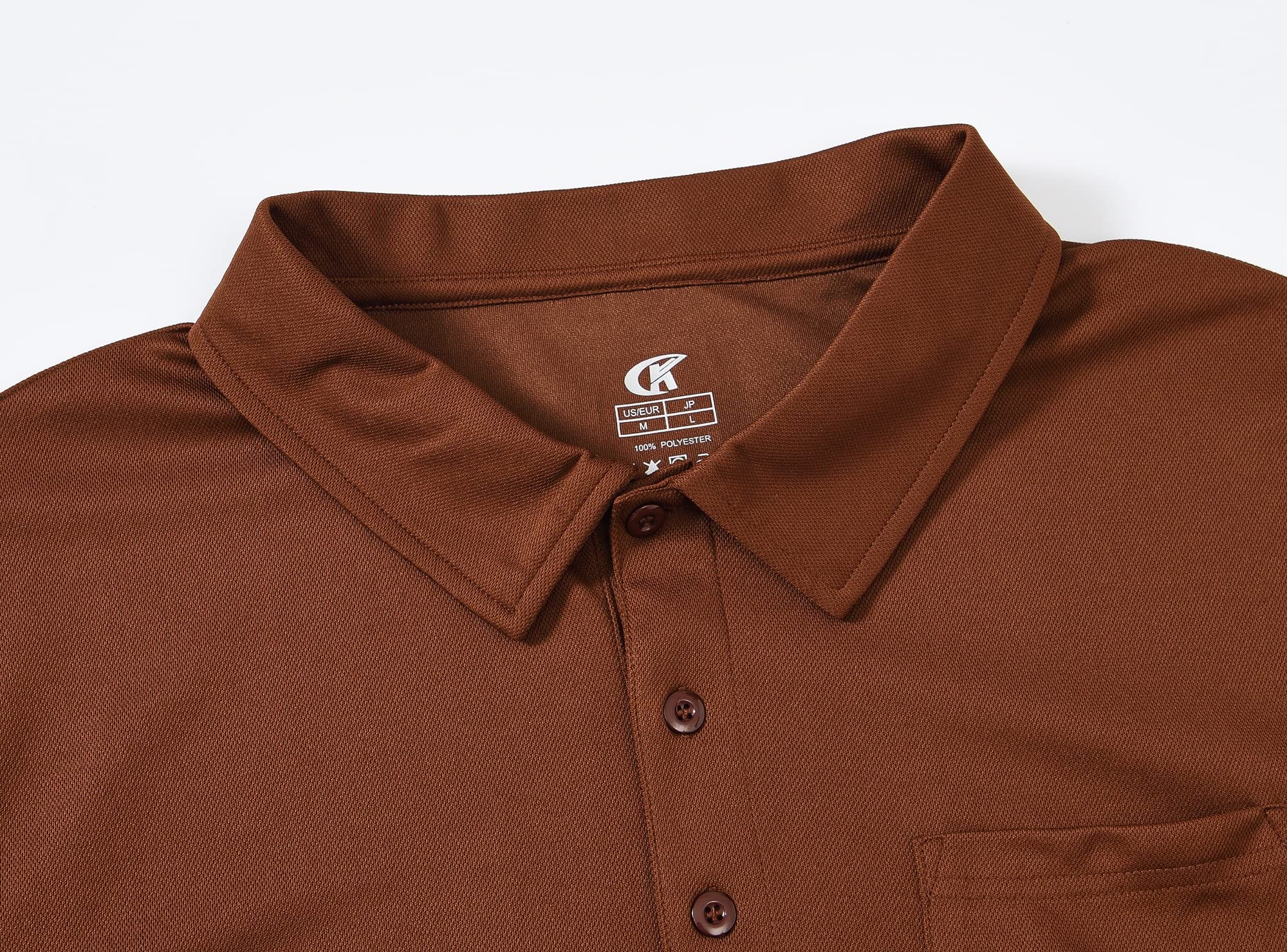 YuKaiChen Men's Polo Shirt Short Sleeve Pocket Quick Dry Lightweight Workout T-Shirts Brown L
