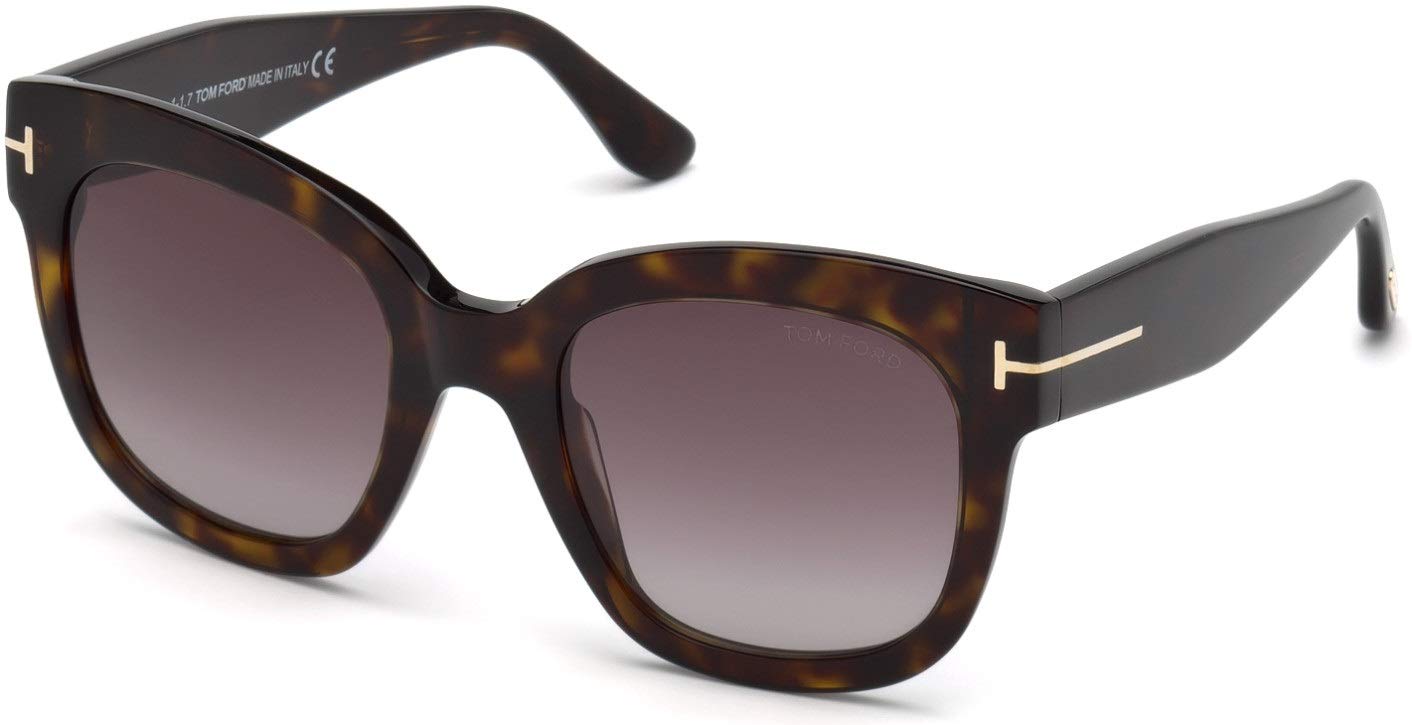 Tom Ford FT0613 Beatrix-02 01C 52MM Shiny Black, Palladium T Logo/Gradient Smoke Flash Silver Geometric Square Sunglasses for Women + BUNDLE with Designer iWear Eyewear Kit