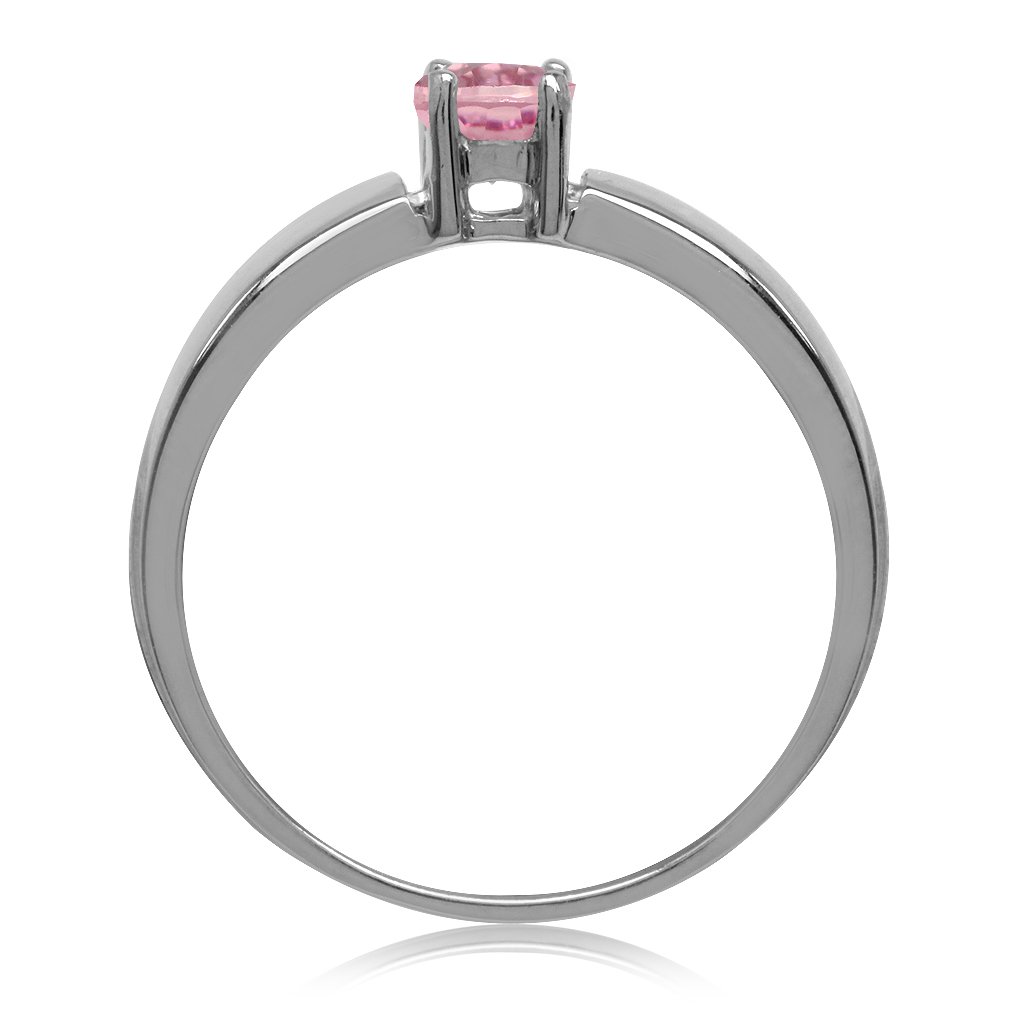 Silvershake Natural Pink Tourmaline White Gold Plated 925 Sterling Silver Solitaire Ring Size 5