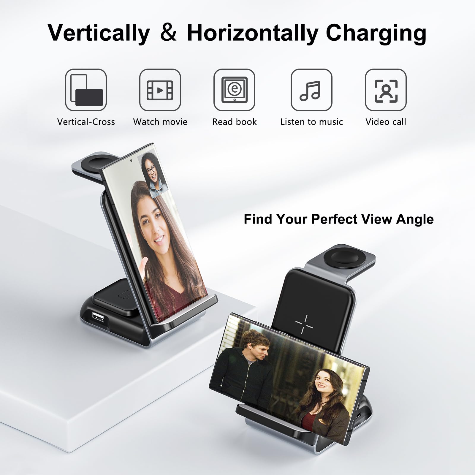 Wireless Charging Station for Samsung - Fast Charging Wireless Charger for Galaxy S23 Ultra/S23/S23+/Z Flip/Fold 5/4/3/iphone/Android Phones, Galaxy Watch 6/5 Pro/5/4/3 & Buds.(with 30W PD Adapter)
