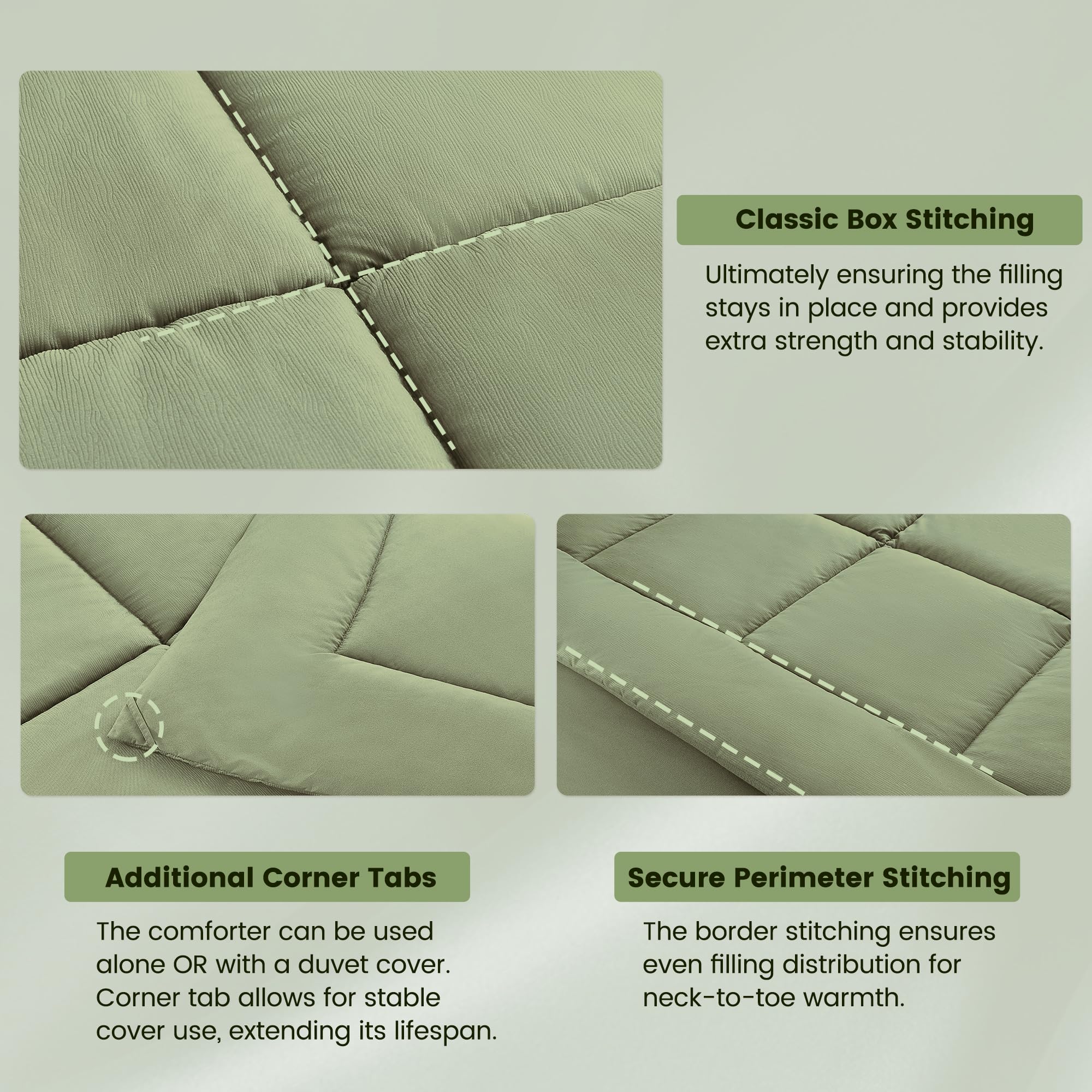QUIETSEA King Size Bed in a Bag 7 Pieces Comforter Set King, Wood Grain Texture Bedding Comforter Set Green Bed Set with Comforter, Pillowcases, Flat Sheet, Fitted Sheet and Pillow Shams