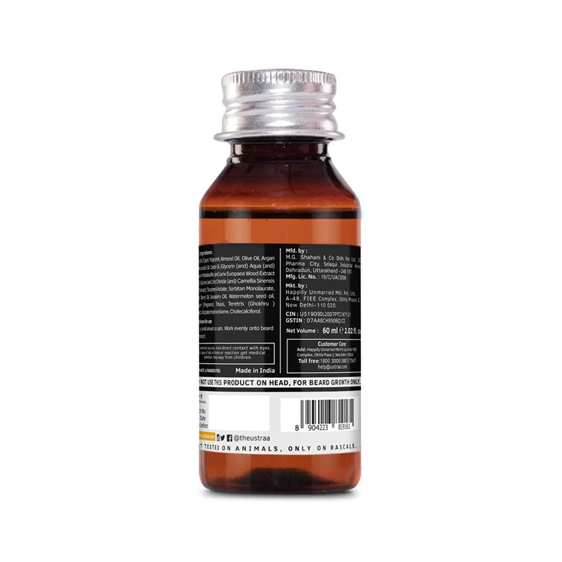 Ustraa Beard Growth Oil Advanced - 2oz - Beard Growth Oil for Patchy Beard, With Redensyl and DHT Booster, Nourishment & Moisturization, No Harmful Chemicals