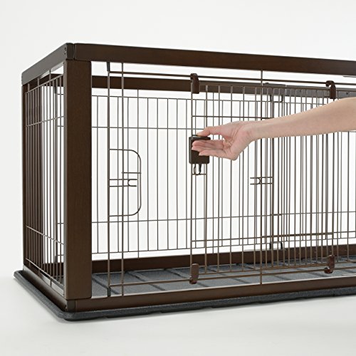 Richell Expandable Pet Crate with Floor Tray, Small, Dark Brown