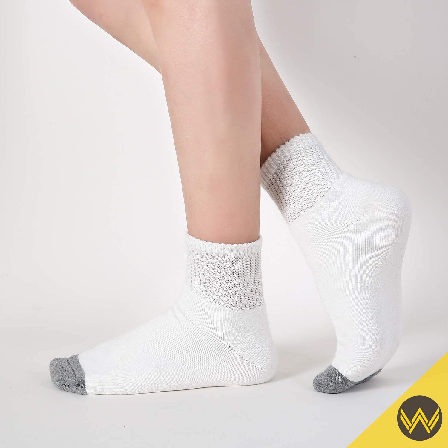 WANDER Men's Athletic Ankle Socks 3-8 Pairs Thick Cushion Running Socks for Men&Women Cotton Socks 7-9/9-12/12-15 (8 Pair A-white, Shoe Size: 4-6)