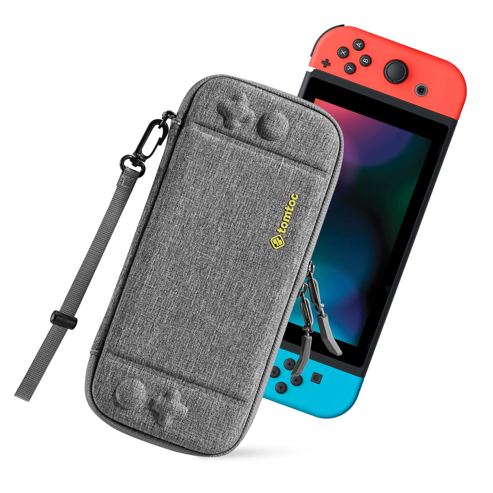 tomtoc Switch Case for Nintendo Switch, Slim Switch Sleeve with 10 Game Cartridges, Protective Switch Carry Case for Travel, with Original Patent and Military Level Protection, Gray
