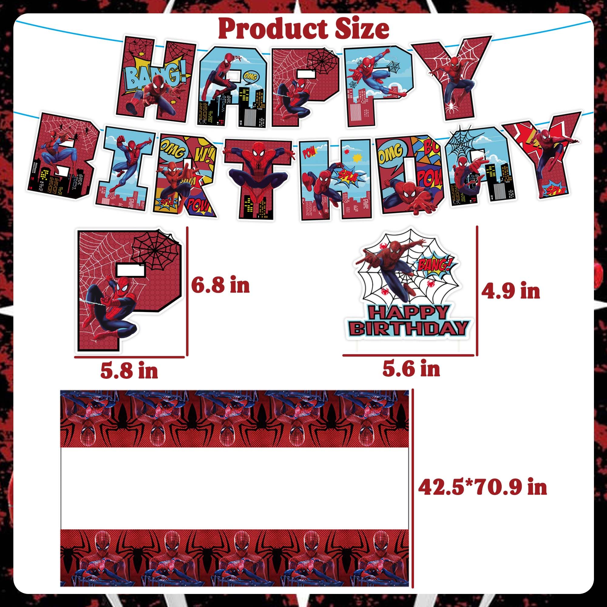 Spider Birthday Decorations, Spider Birthday Party Supplies Include Banner, Balloons, Spider Masks, Spider Stickers, Tablecloth and Backdrop for Girls Boys Birthday Party Decorations