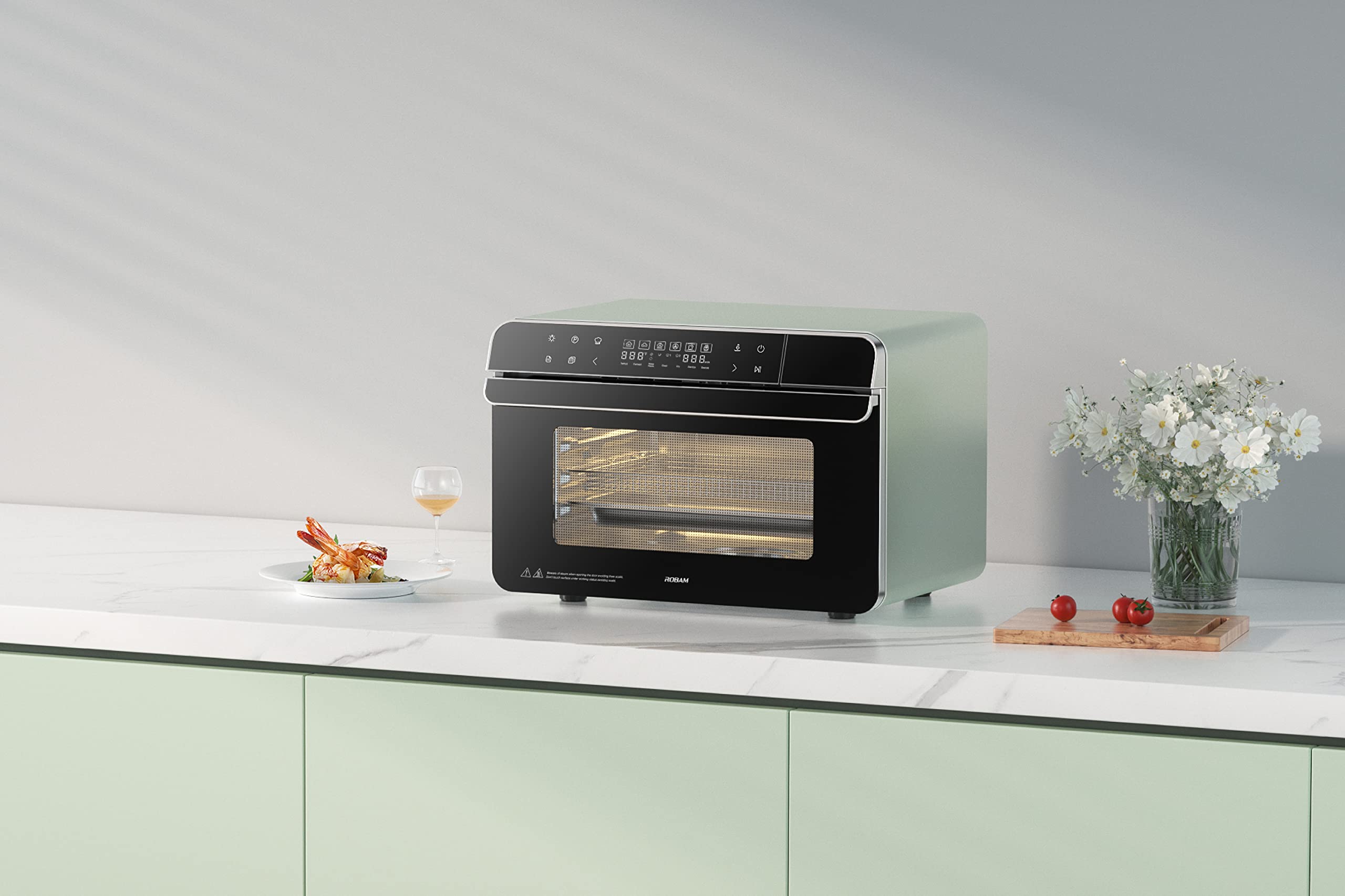 ROBAM 20-in-1 R-BOX CT763 Countertop Convection Oven | Air Fry, Grill, Bake & Steam | Wide Temperature Precision | Spacious Capacity, Ergonomic Design, 30 Built-In Recipes, Water Reminder