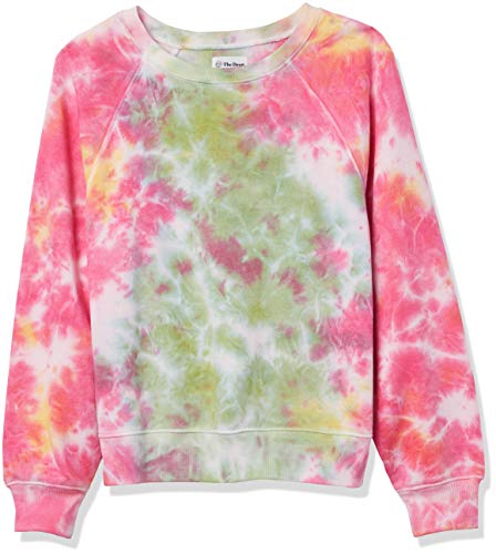 The Drop Women's Caroline Raglan Long Sleeve Fleece Sweatshirt Sweater, -Neon Tie Dye, XXL