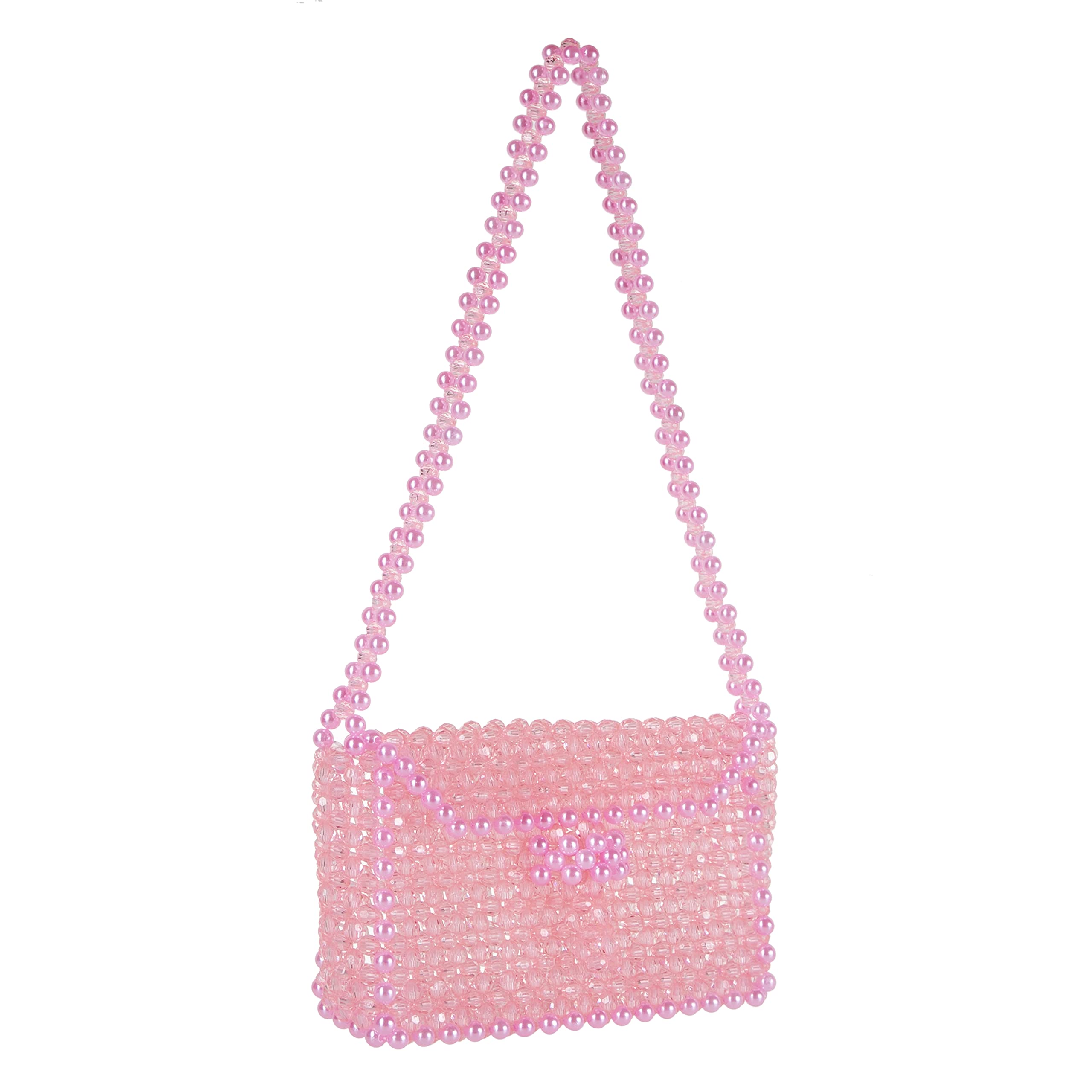 YUSHINY Women Acrylic Diamond Bead Transparent Shoulderbag Evening Shiny Message Bag for Girls (White)