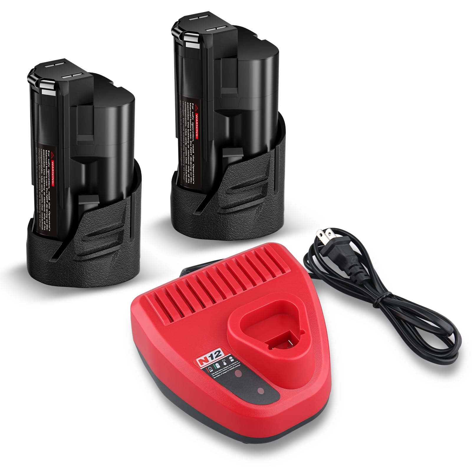 THISSENERGYSYSTEM 2 Pack Battery Replacement for Milwaukee M-12 3.5Ah Battery and Charger Combo Kit, Compatible with 48-11-2420 48-11-2425 48-11-2402 48-11-2440 48-11-2460 Cordless Power Tool