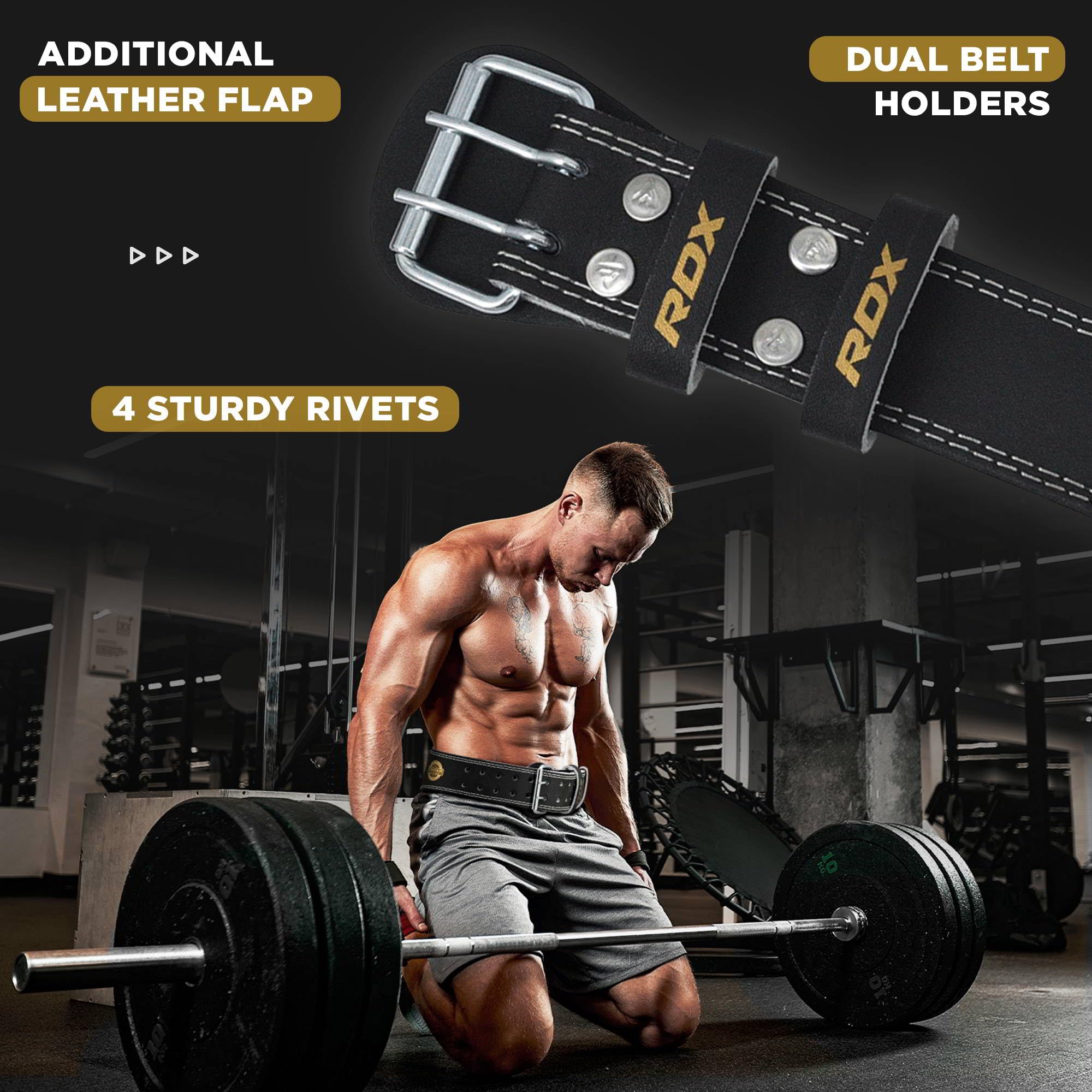 RDX Weight Lifting Belt Gym Fitness, Cowhide Leather, 4β 6β Padded Lumbar Back Support, 10 Adjustable Holes, Weightlifting Powerlifting Bodybuilding Deadlift Squat Workout Strength Training, Men Women