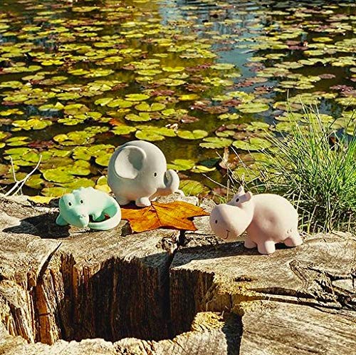 Tikiri Toys Rubber Elephant Rattle, Teether & Bath Toy, Organic Natural Rubber, Ages 6 Months & UP