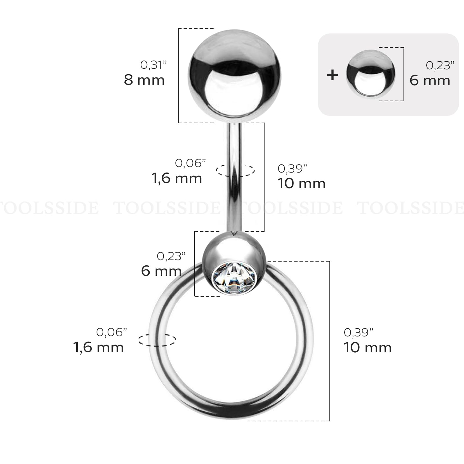 TOOLSSIDE Vertical Hood Piercing Jewelry for Women with a Unique Design - Belly Button Ring, Vch Jewelry Hood, Stainless Steel Belly Button Rings, Vch Piercing Jewelry 14g, Belly Button Piercing