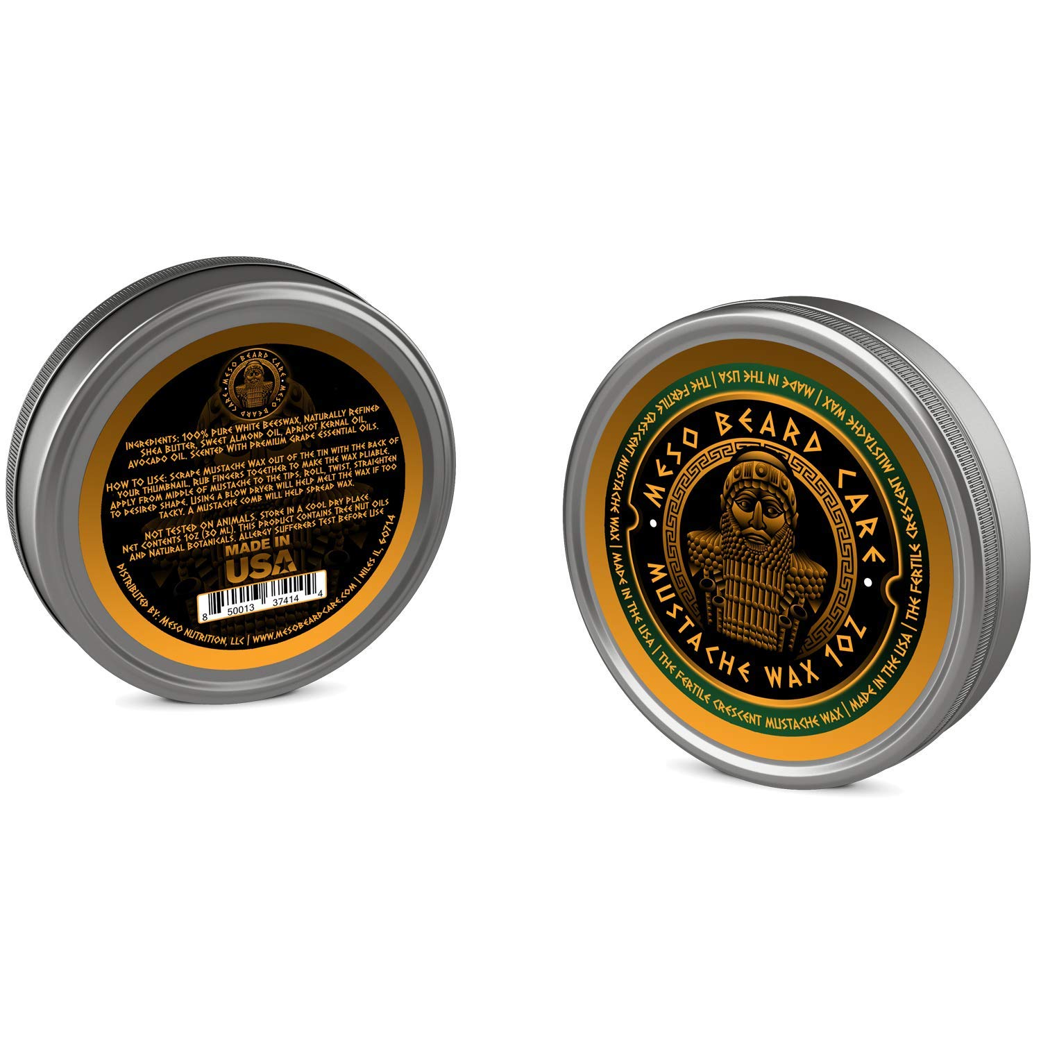 The Fertile Crescent Mustache Wax - All Natural Bergamot, Vanilla, and Patchouli Fragrance - Meso Beard Care