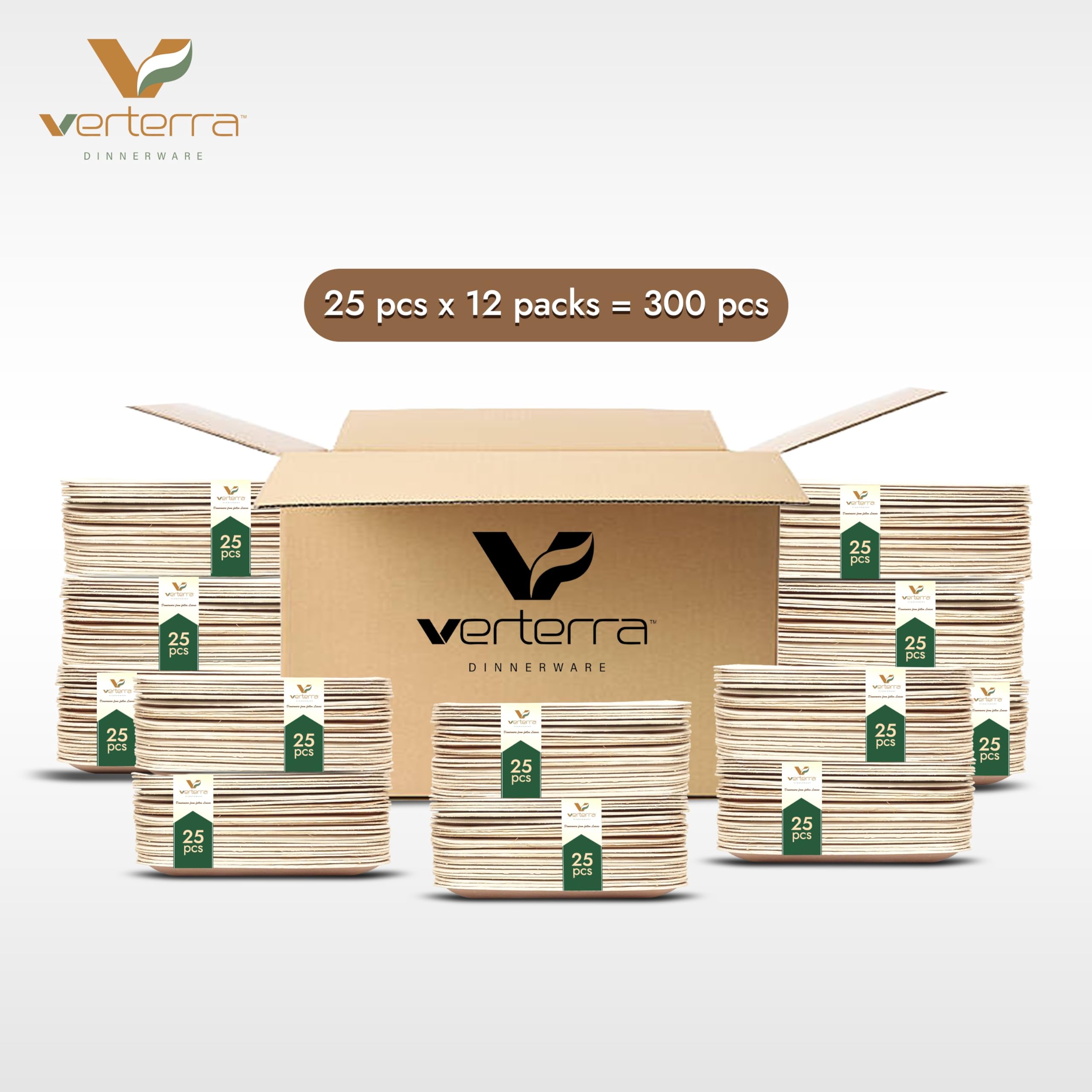 VerTerra Palm leaf plates - 10 inch square, 300 pack β Like Bamboo plates, Disposable and Eco-friendly dinnerware in bulk for Events, Parties, Weddings