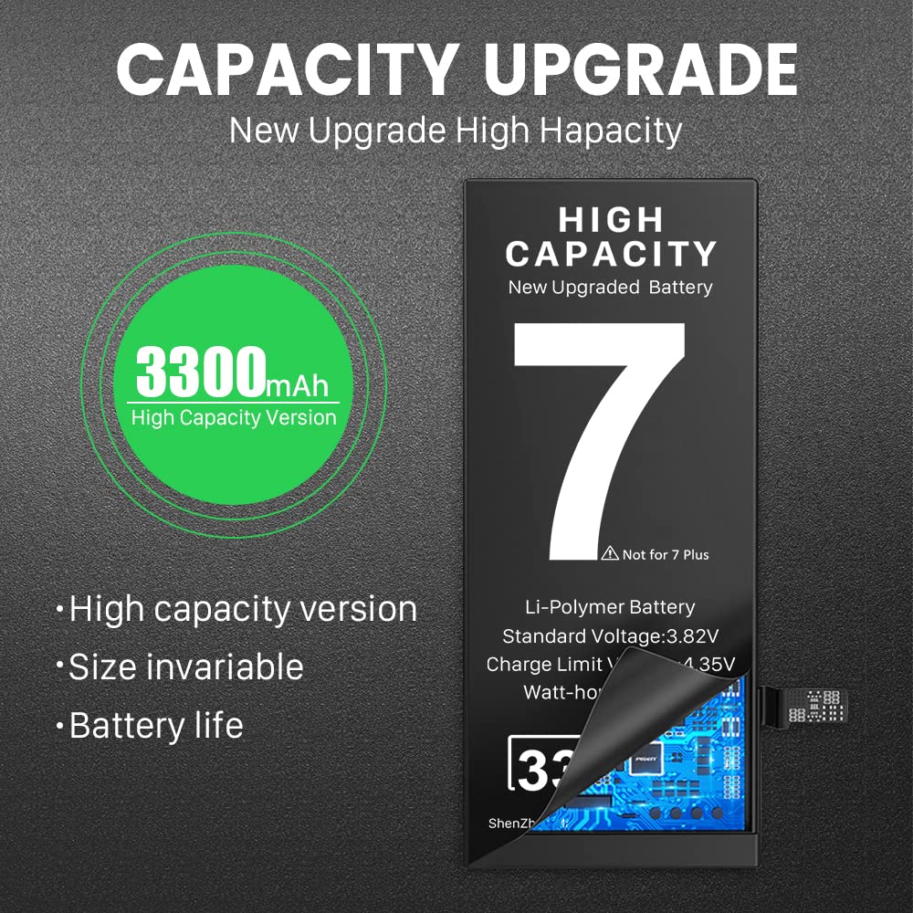 TQTHL [3300mAh] Battery for iPhone 7 Replacement, (2023 New Version) High Capacity New 0 Cycle Batteries Only for A1660 A1778 A1779 with Professional Tool Kit