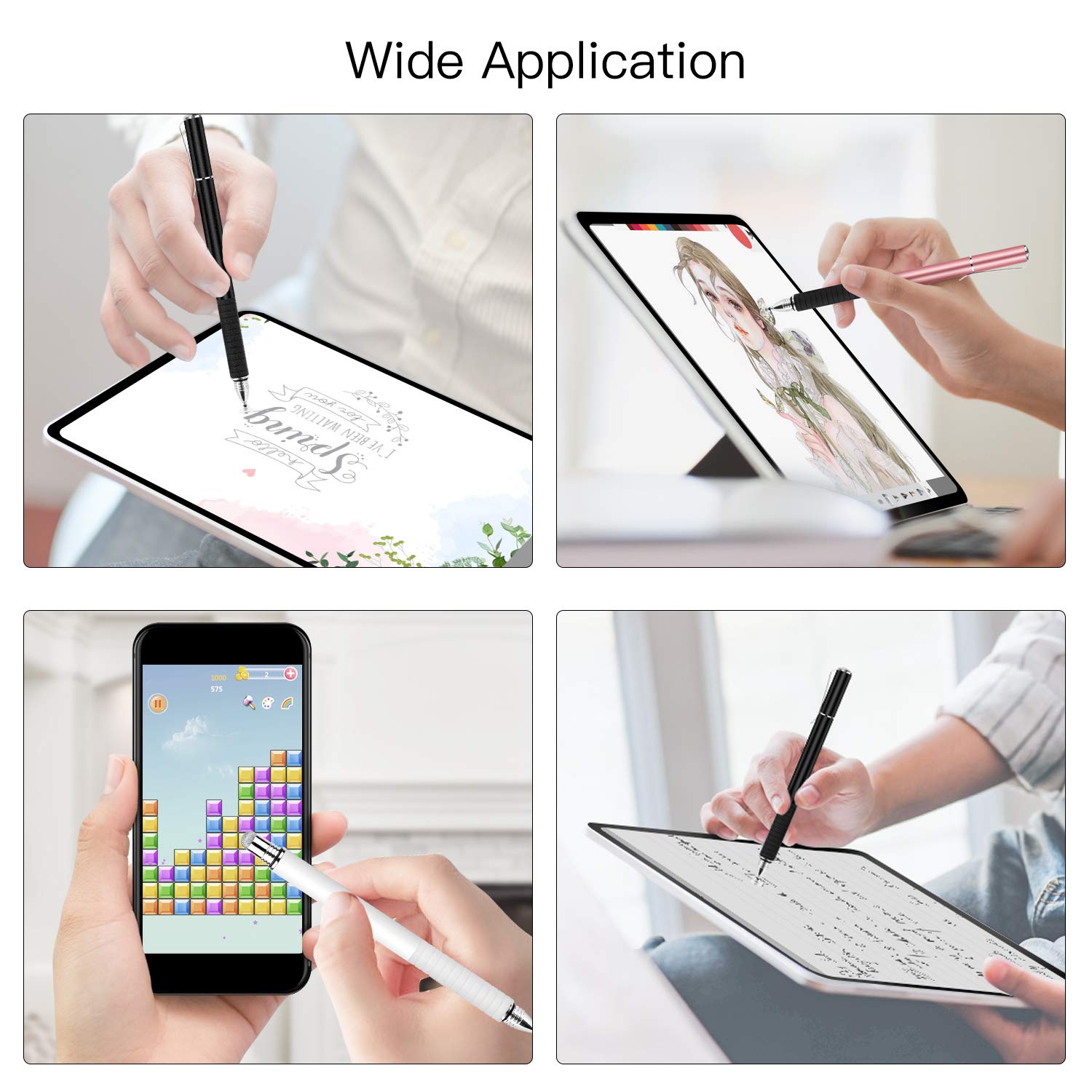 Waysse 3 Stylus Pens for Touch Screens, Capacitive Pen High Sensitivity & Fine Point, Universal Stylus with Clear Disc for iPhone X/8/8plus iPad/iPad Pro/iPad Mini and All Capacitive Touch Screens