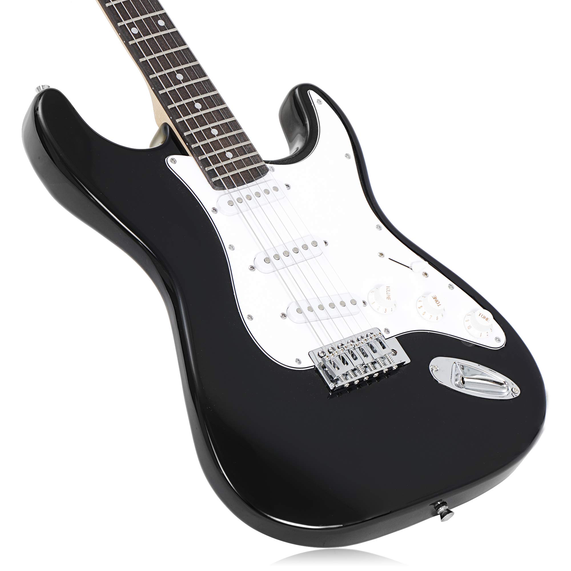 Smartxchoices 39" Full Size Black Electric Guitar with 10W Amp,Gig Bag Case Guitar Strap Package for Beginner Starter (Black)
