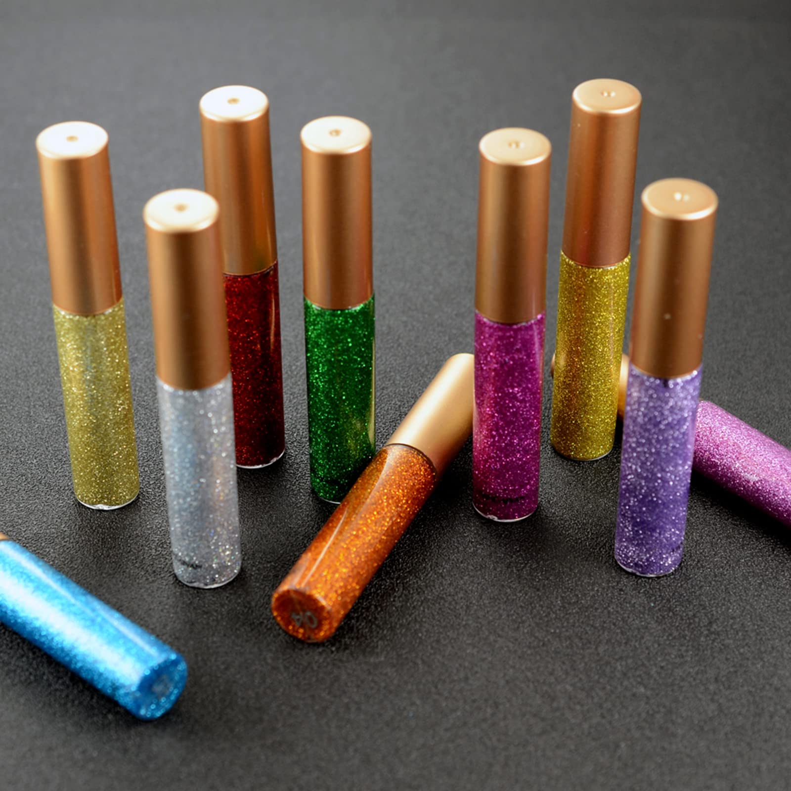 Quxunzzz Liquid Glitter Eyeshadow,Liquid Glitter Eyeliner Metallic Glitter Shimmer Eye Looks Waterproof Long Lasting Quick-Drying Sparkling Eye Shadow (03)