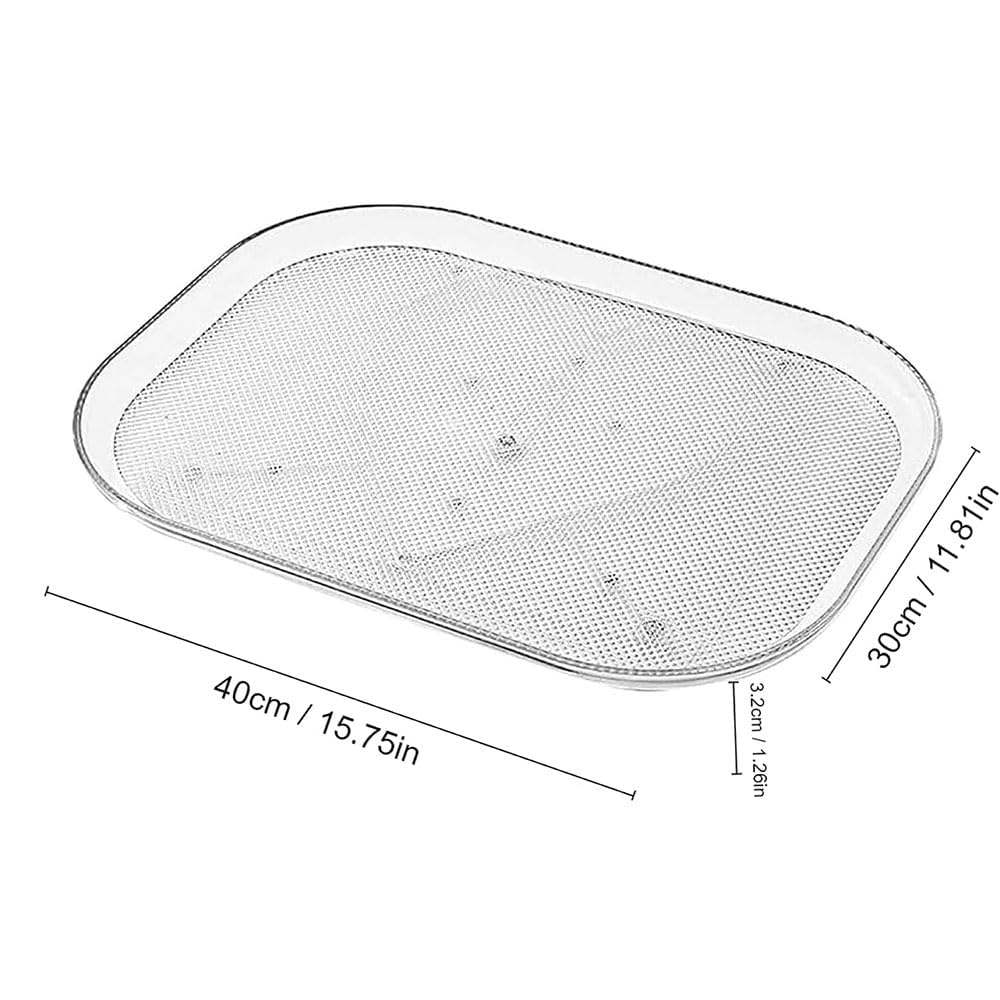 Square Lazy Susan for Refrigerator, Clear Rotating Lazy Susan Spice Organizer, Countertop Condiment Storage Rack for Kitchen, Pantry, Dining Table,Office (1pcs(15.8''x 11.8''))