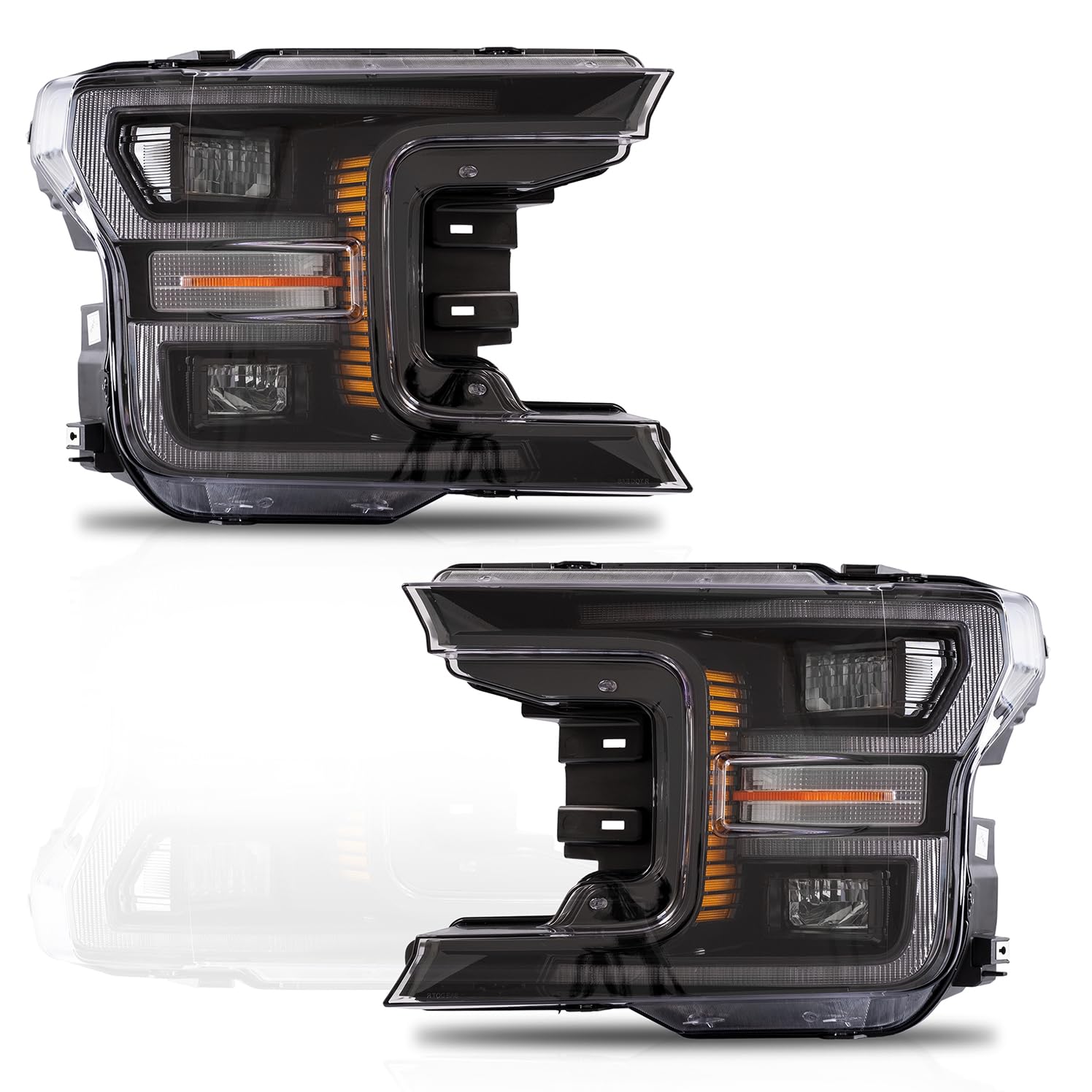 VLAND Headlights Assembly Fit for Ford F150 2018-2020, XL, XLT, Platinum, Lariat, Limited, SSV, King Ranch, Full LED Headlamp with DRL, Sequential Turn Signal, Plug-and-play, Black