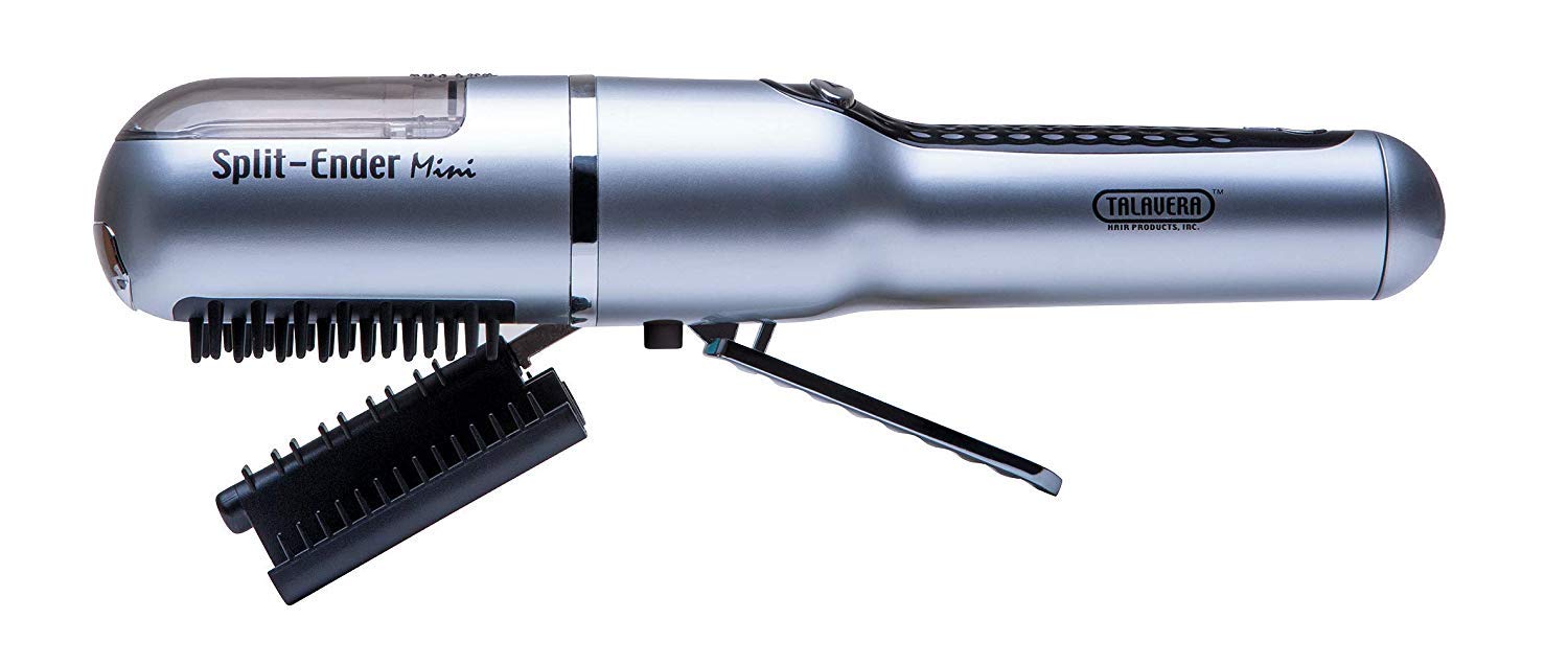 Split-Ender Mini - The Original Cordless Split End Hair Trimmer Automatic 3 AAA Battery Home Care Clipper 2-in-1 for Dry Damaged Splitting Broken Brittle Straight Curly Frizzy Beauty Styling - Silver
