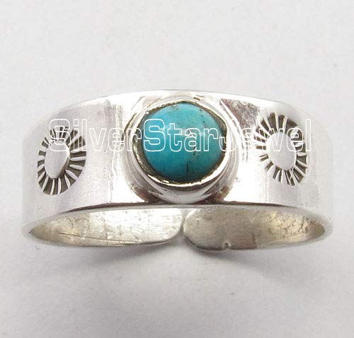 SilverStarJewel Cabochon Turquoise December Birthstone Toe Ring Solid Silver Best New Year's Day Jewelry Deals
